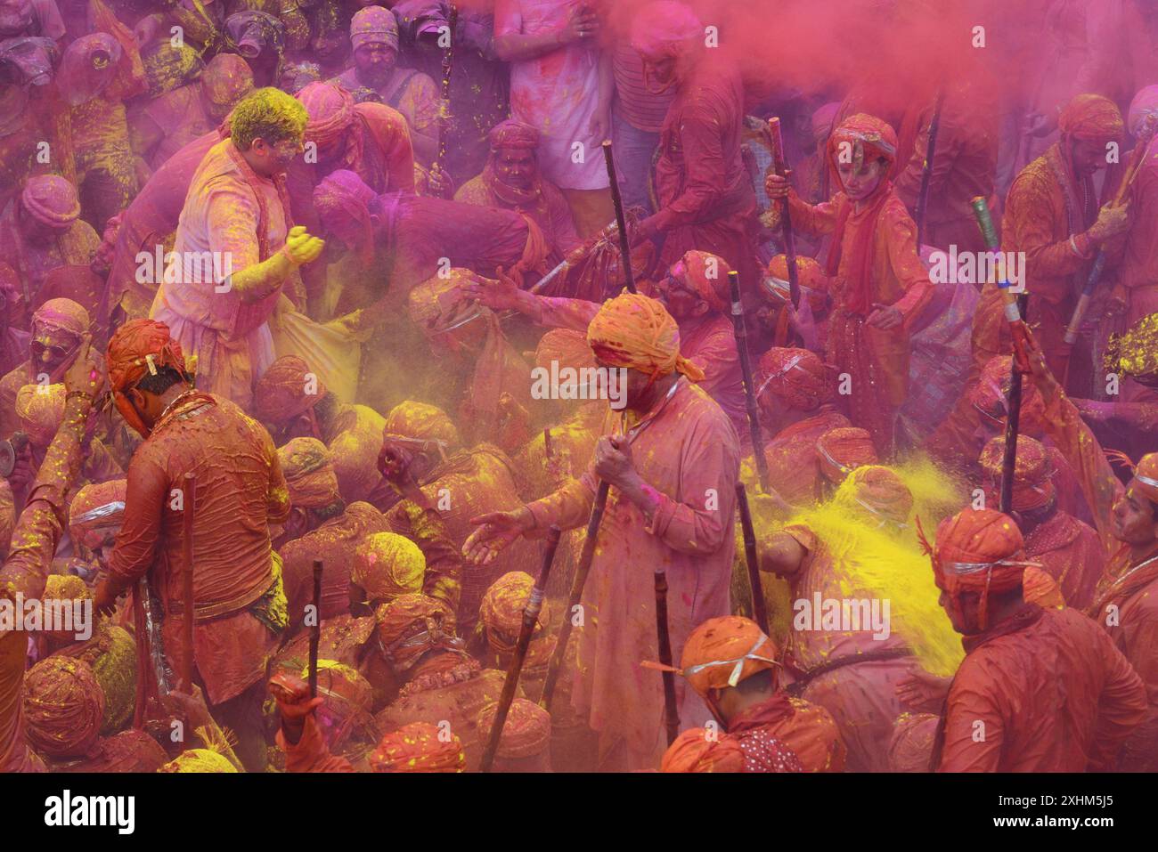 India, Uttar Pradesh, Holi festival, Colour and spring festival ...