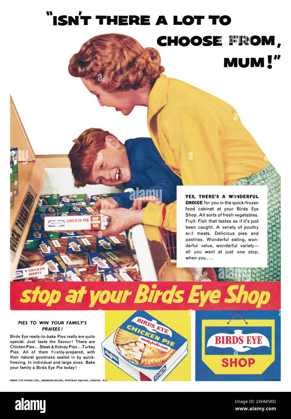 1953 British advertisement for Birds Eye frozen foods Stock Photo - Alamy
