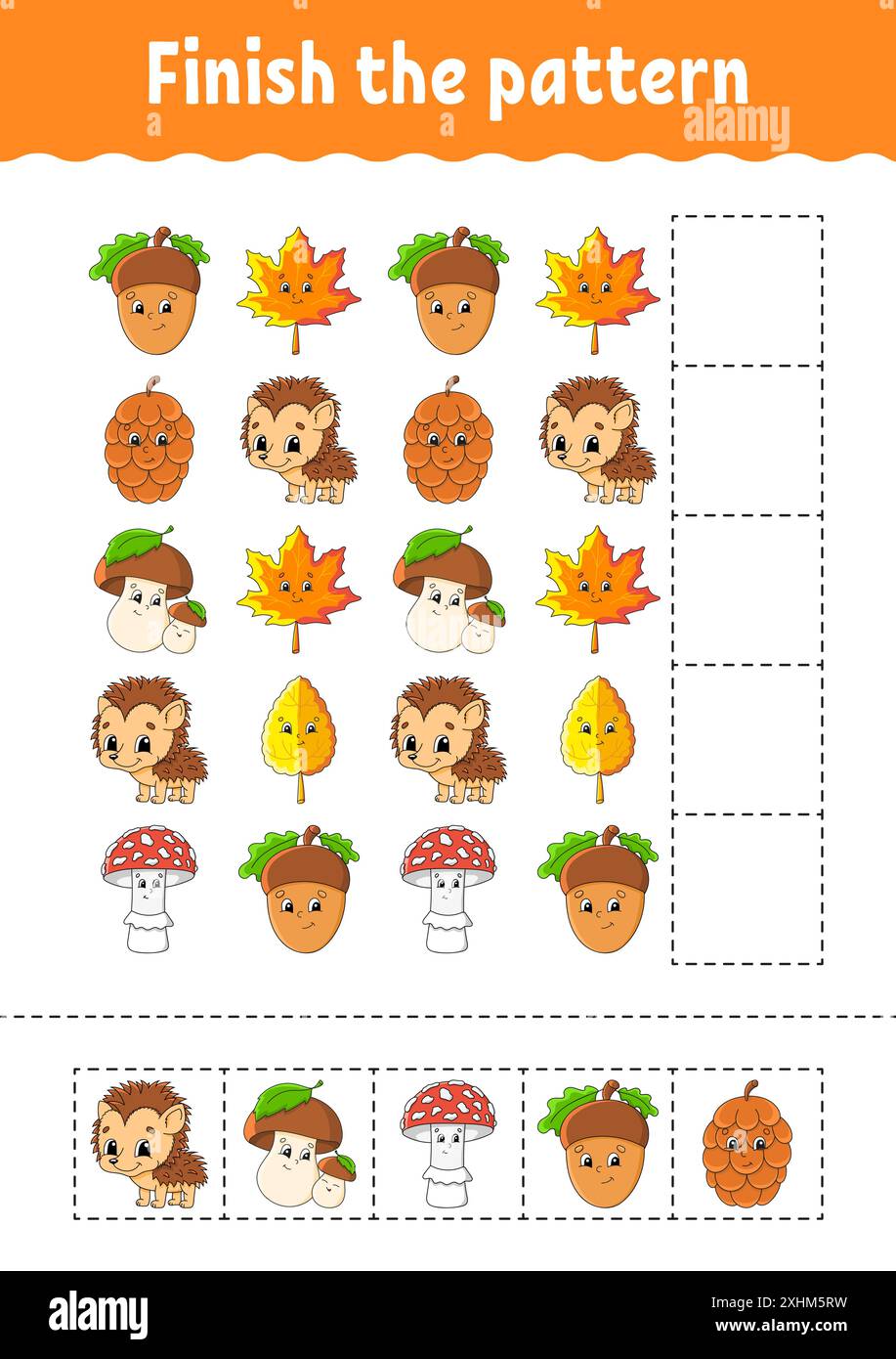 Finish the pattern. Cut and play. Education developing worksheet ...
