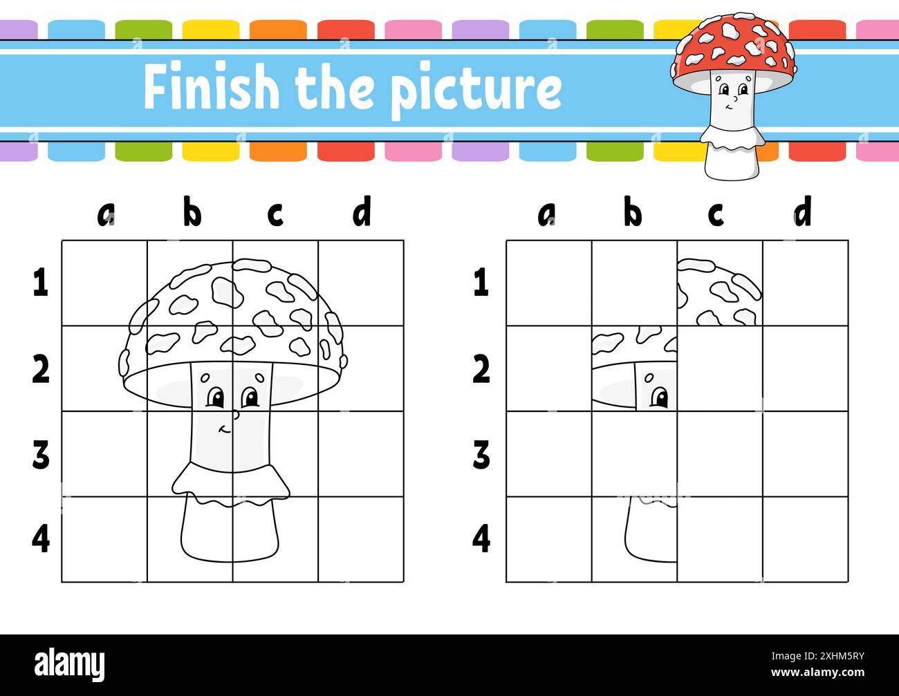 Finish the picture. Coloring book pages for kids. Education developing ...