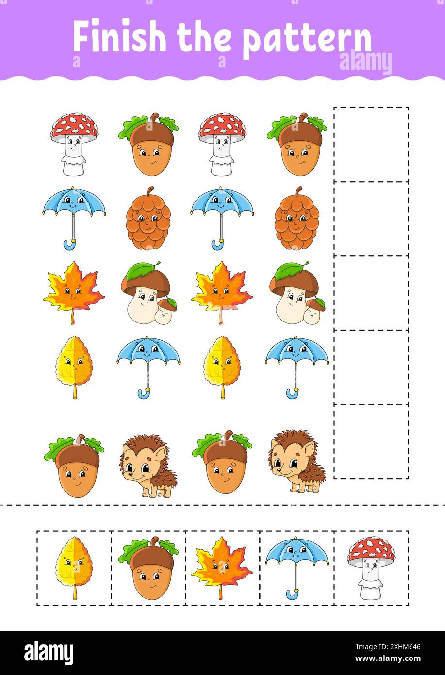 Finish the pattern. Cut and play. Education developing worksheet ...