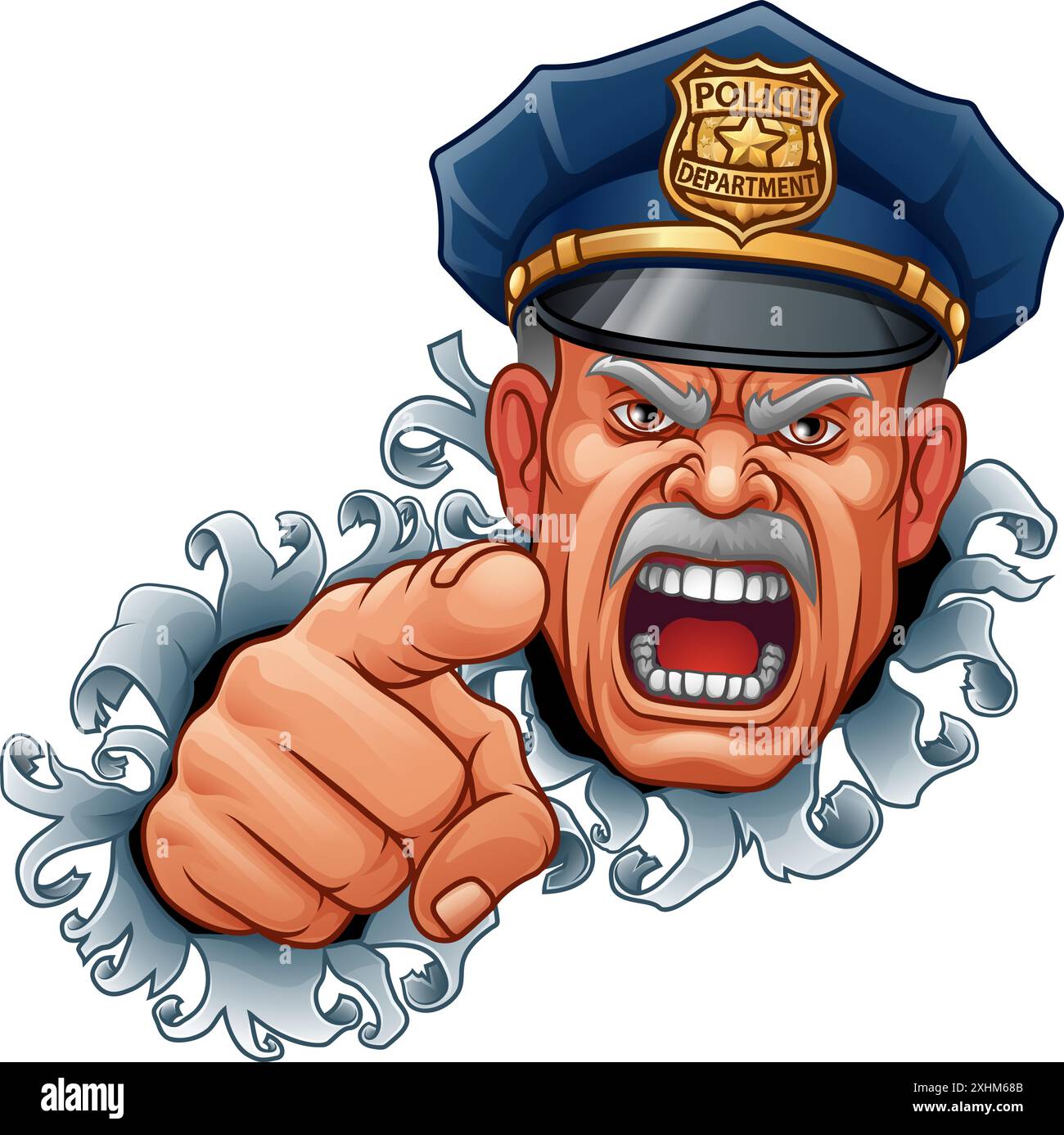 Policeman Angry Police Man Cartoon Character Cop Stock Vector Image ...