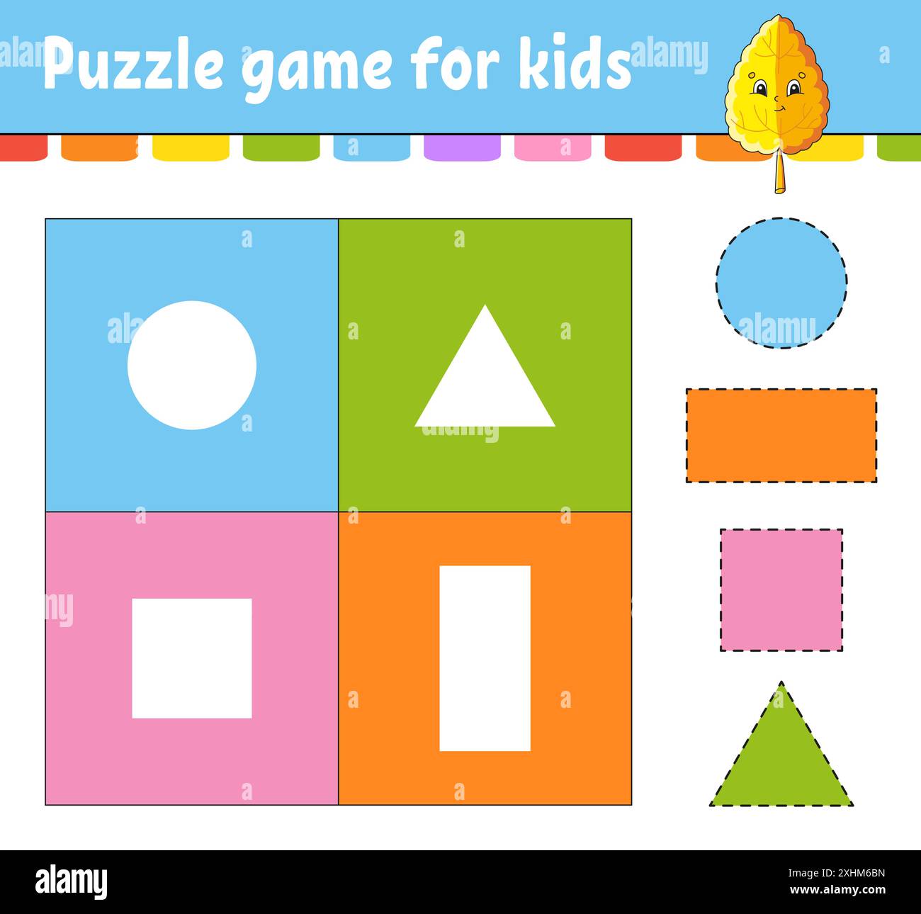 Puzzle game for kids. Cut and paste. Cutting practice. Learning shapes ...