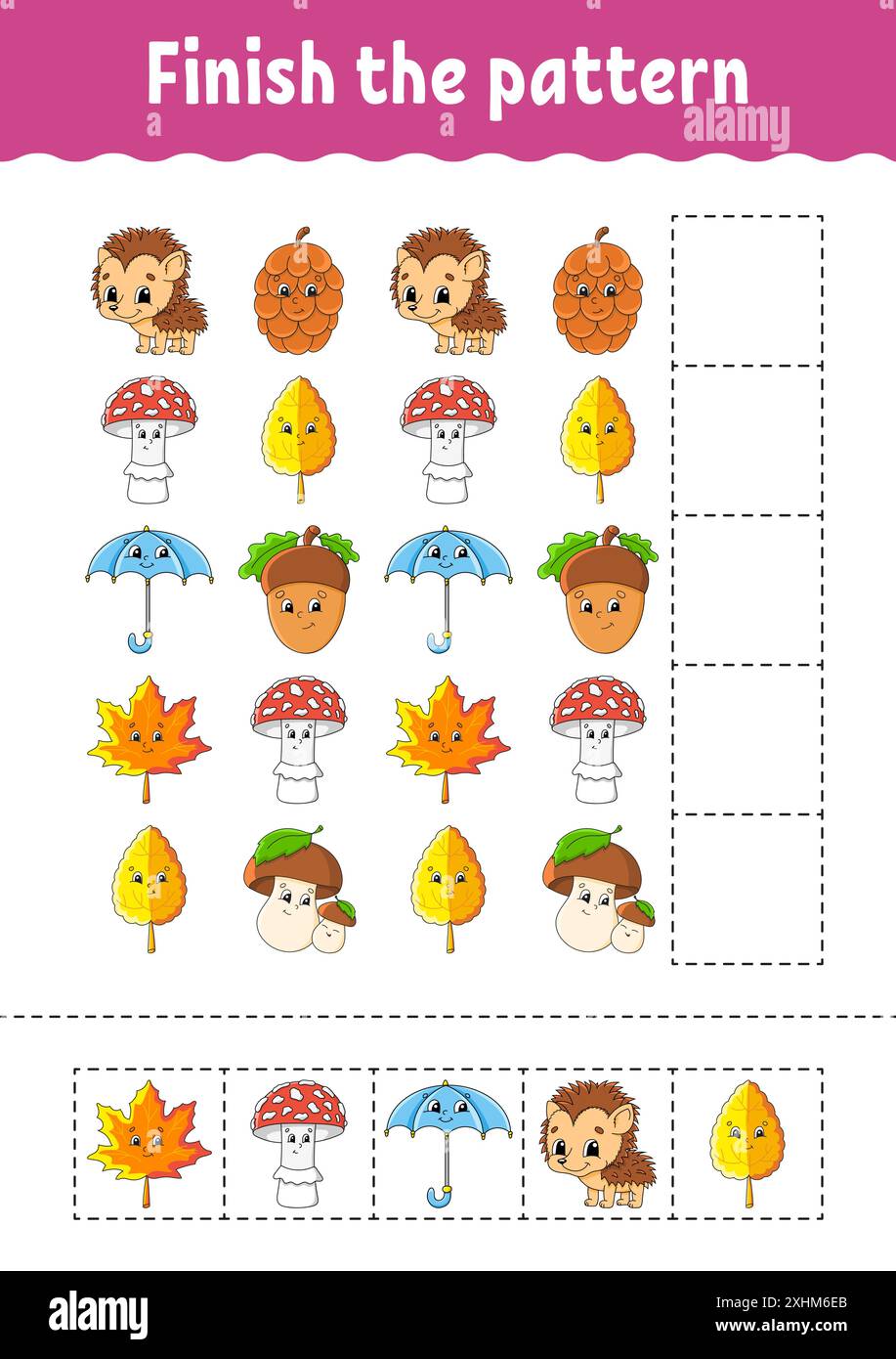 Finish the pattern. Cut and play. Education developing worksheet ...