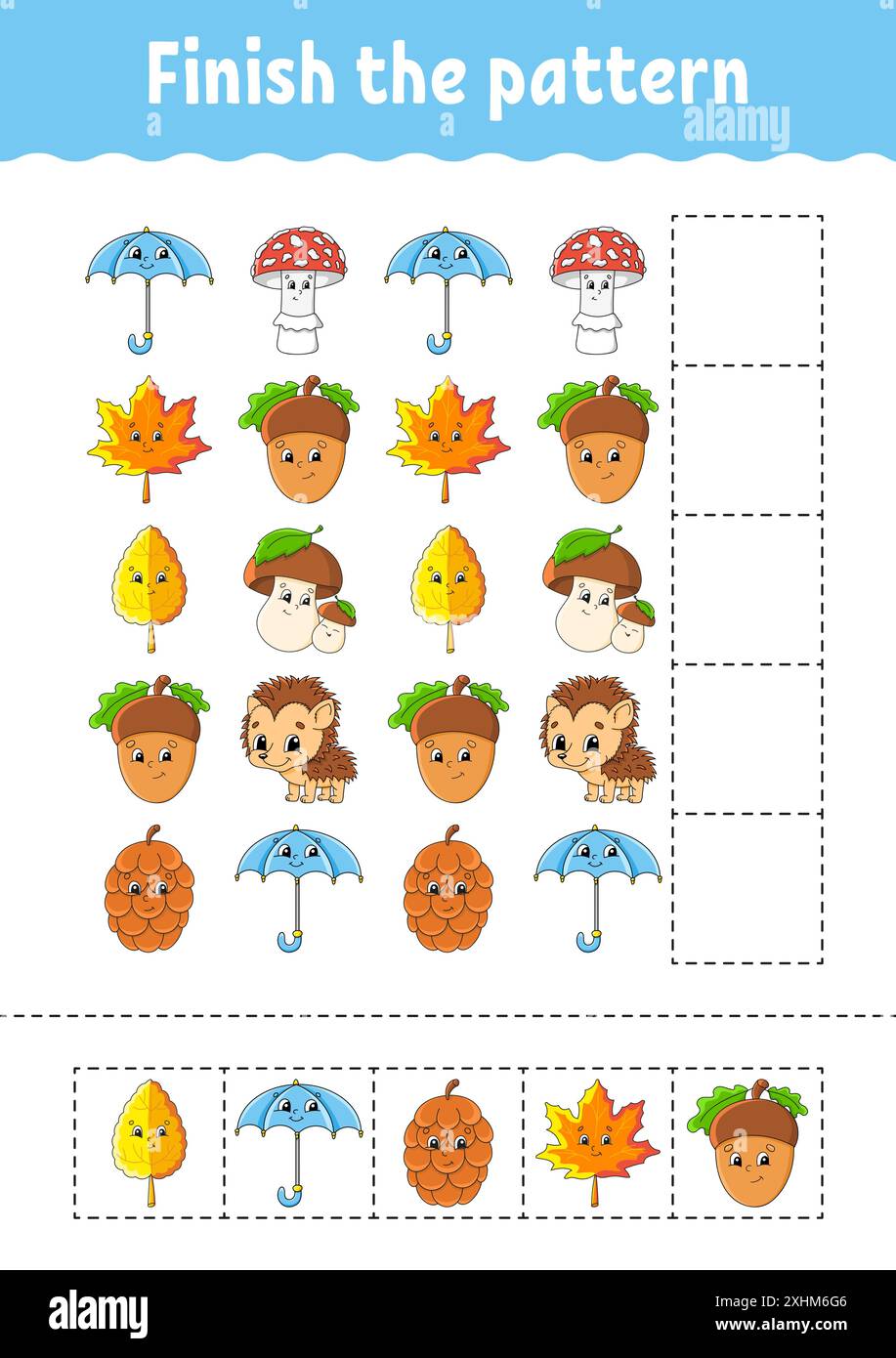 Finish the pattern. Cut and play. Education developing worksheet ...