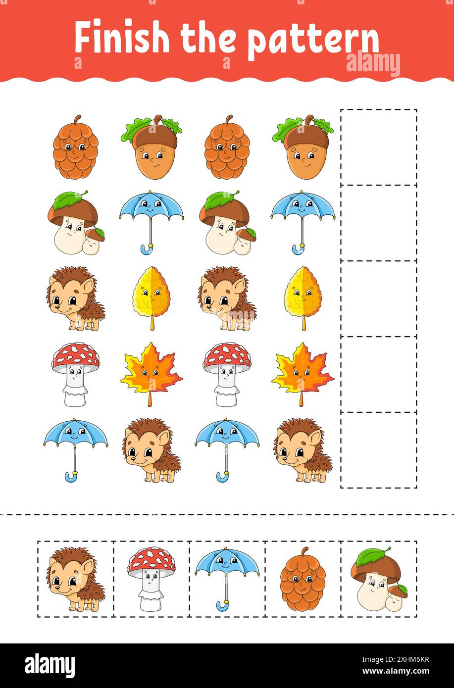 Finish the pattern. Cut and play. Education developing worksheet ...