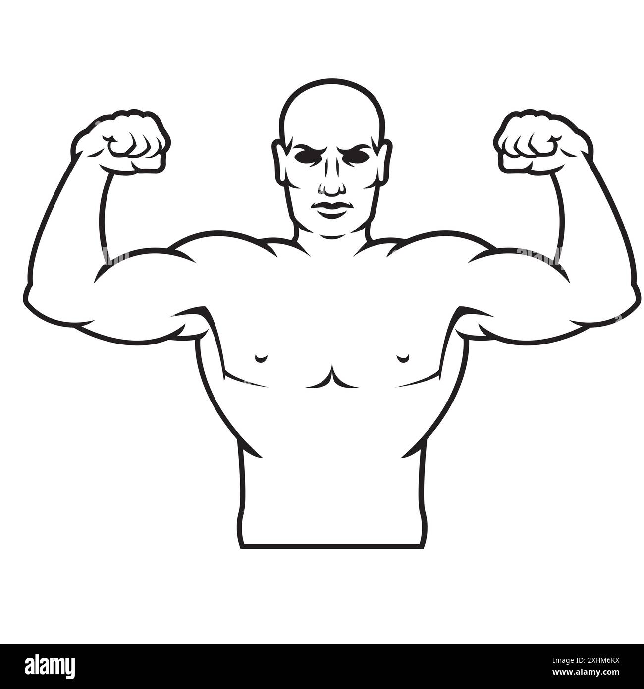 Bodybuilder strong man. Outline silhouette. Design element. Vector ...
