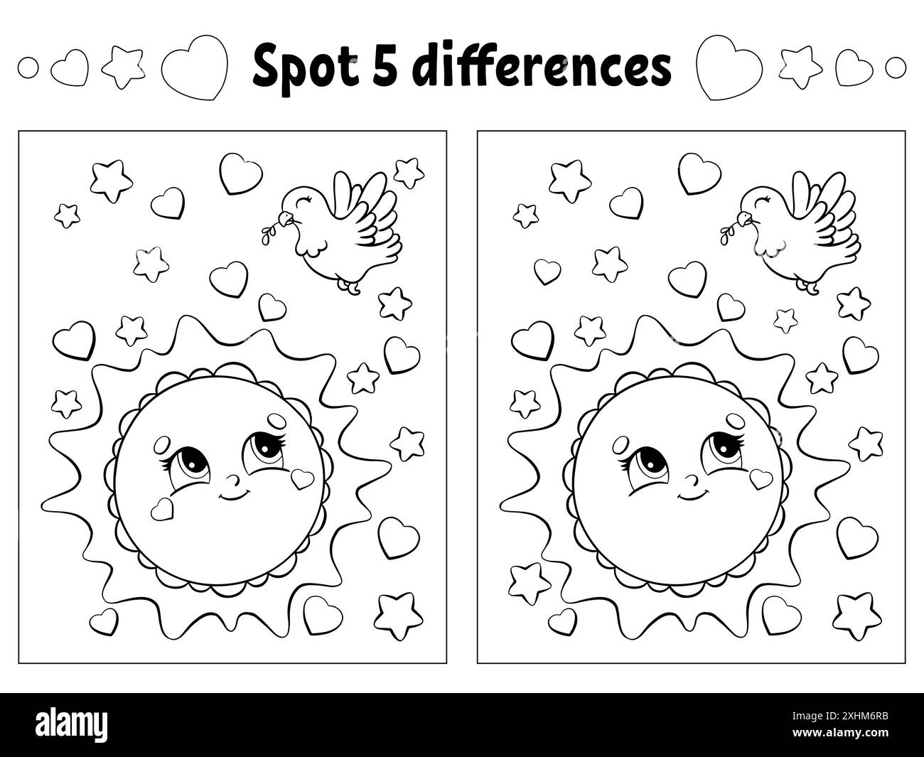 Find five differences. Coloring page for kids. Activity worksheet for ...