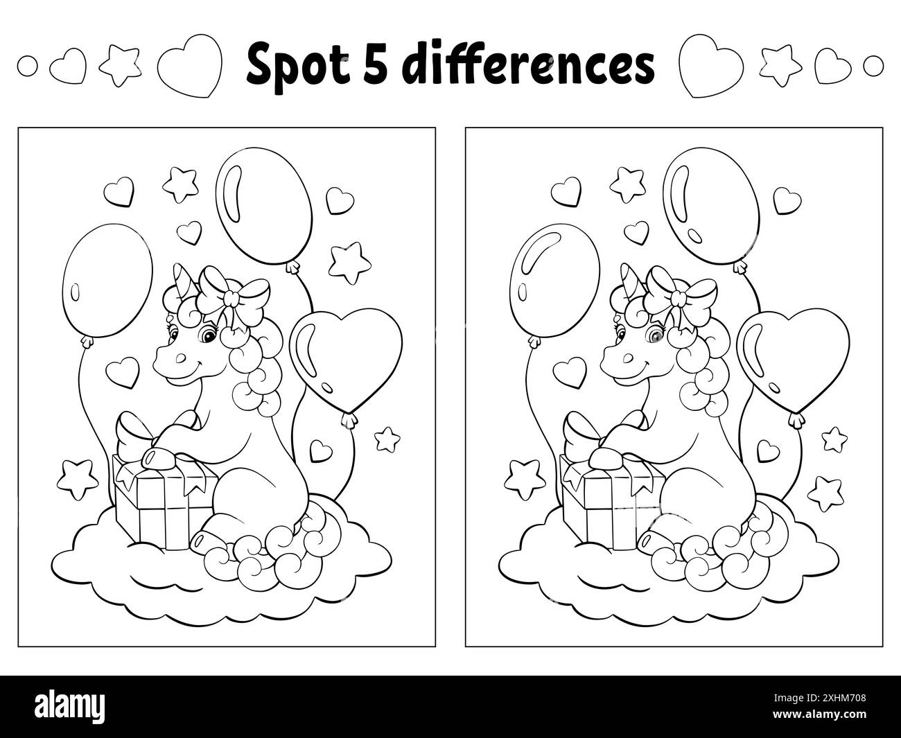Find five differences. Coloring page for kids. Activity worksheet for ...