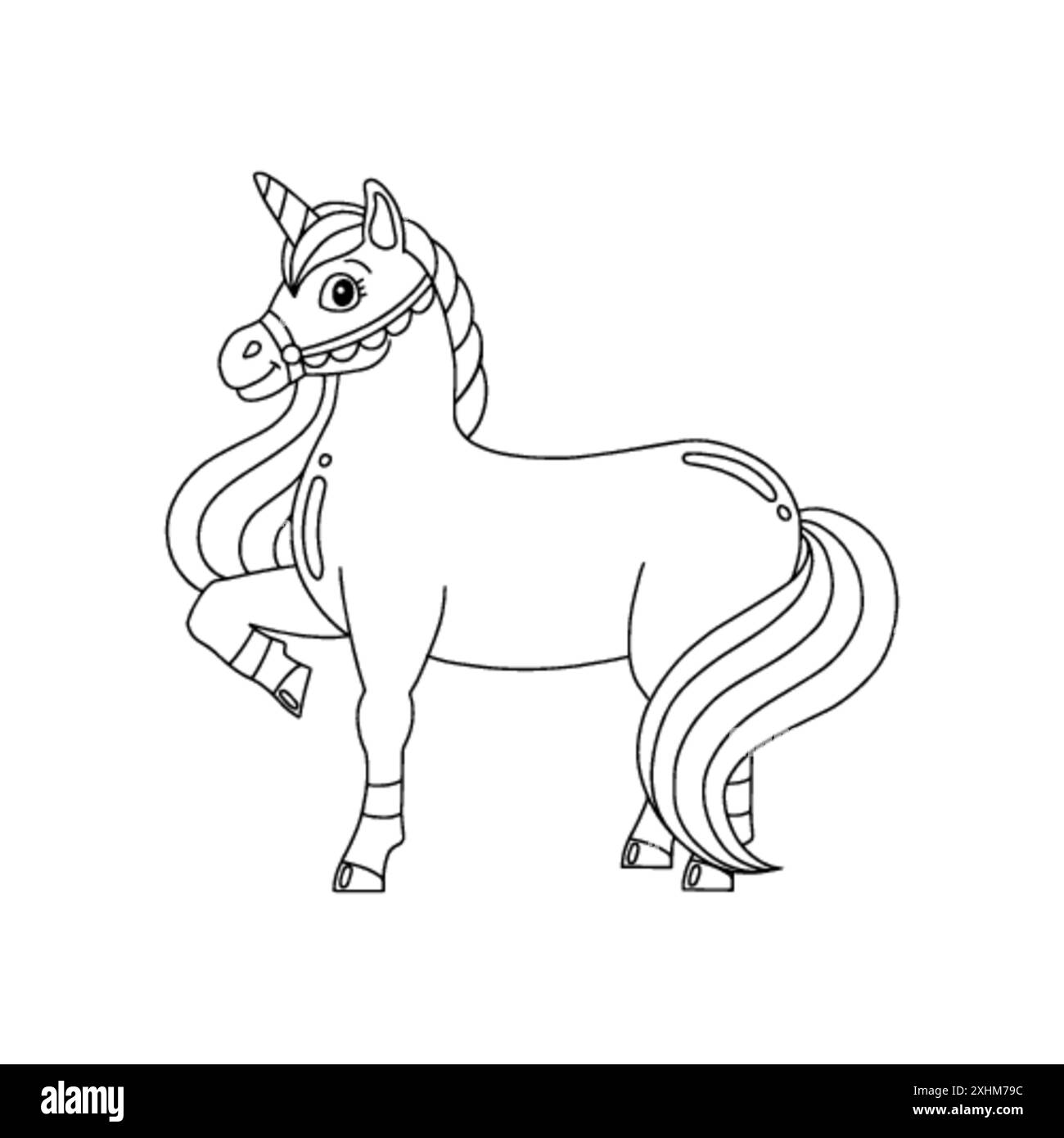 Magic fairy unicorn. Coloring book page for kids. Cartoon style ...