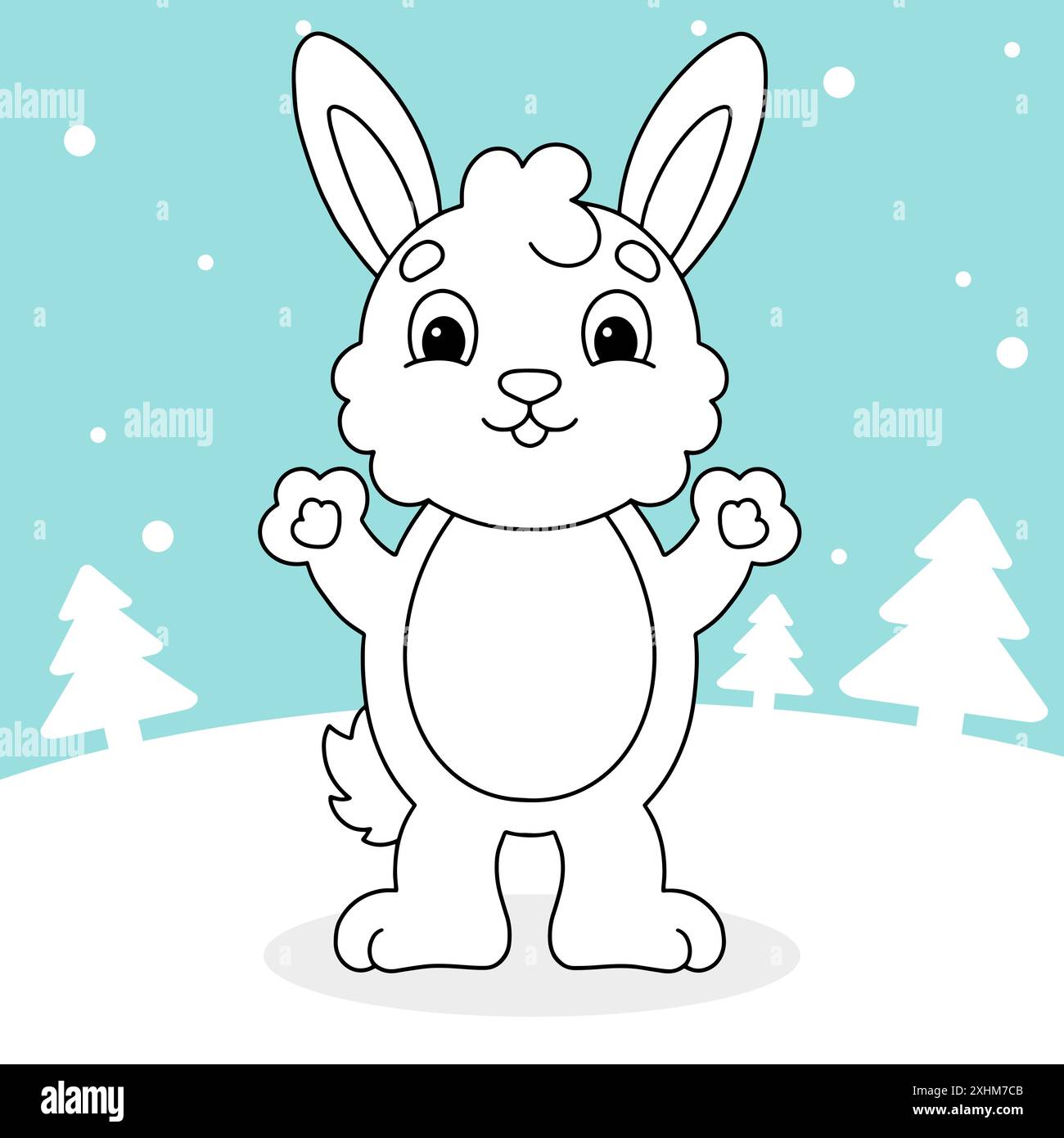 Cartoon character rabbit. Color background for your design. For ...