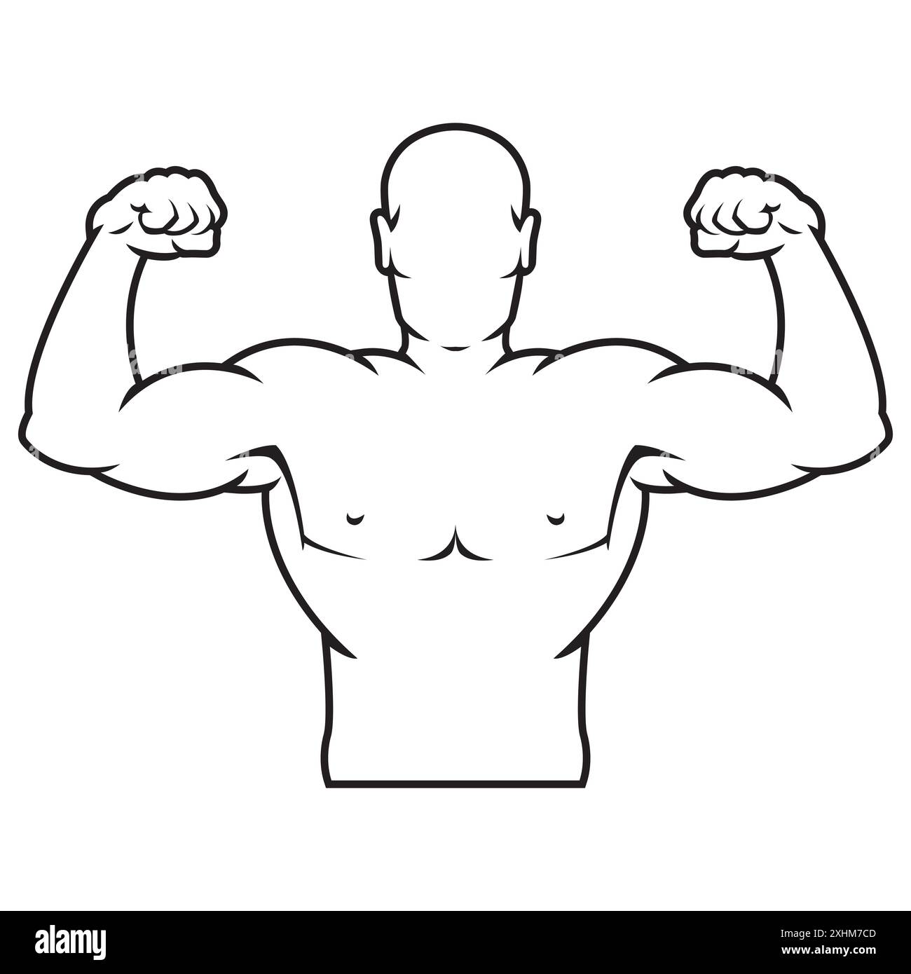 Bodybuilder strong man. Outline silhouette. Design element. Vector ...