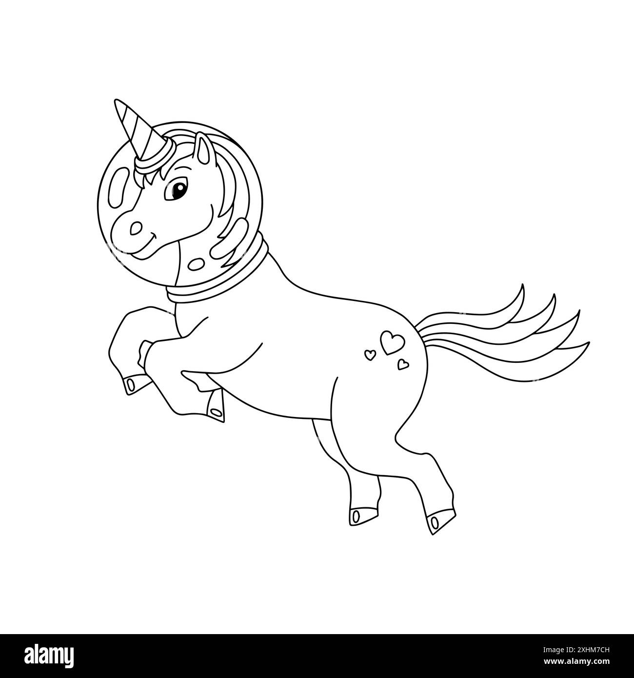 Magic fairy unicorn. Cute horse. Coloring book page for kids. Cartoon ...