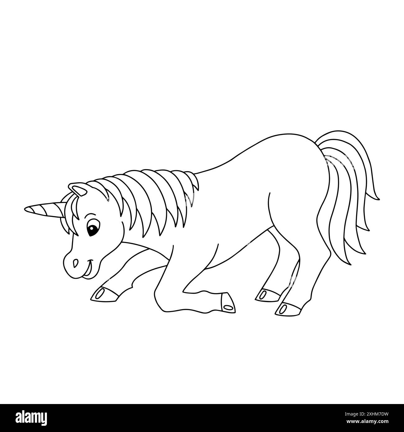 Magic fairy unicorn. Cute horse. Coloring book page for kids. Cartoon ...