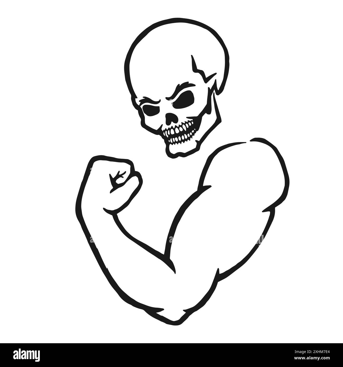Male bodybuilder flexing his biceps. Outline silhouette. Design element ...