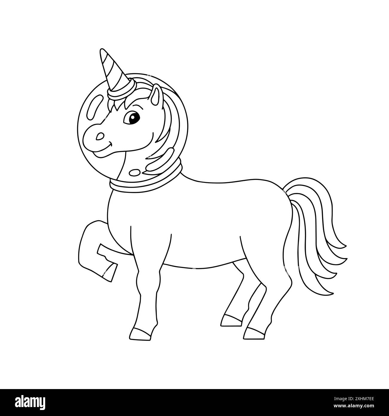 Magic fairy unicorn. Cute horse. Coloring book page for kids. Cartoon ...