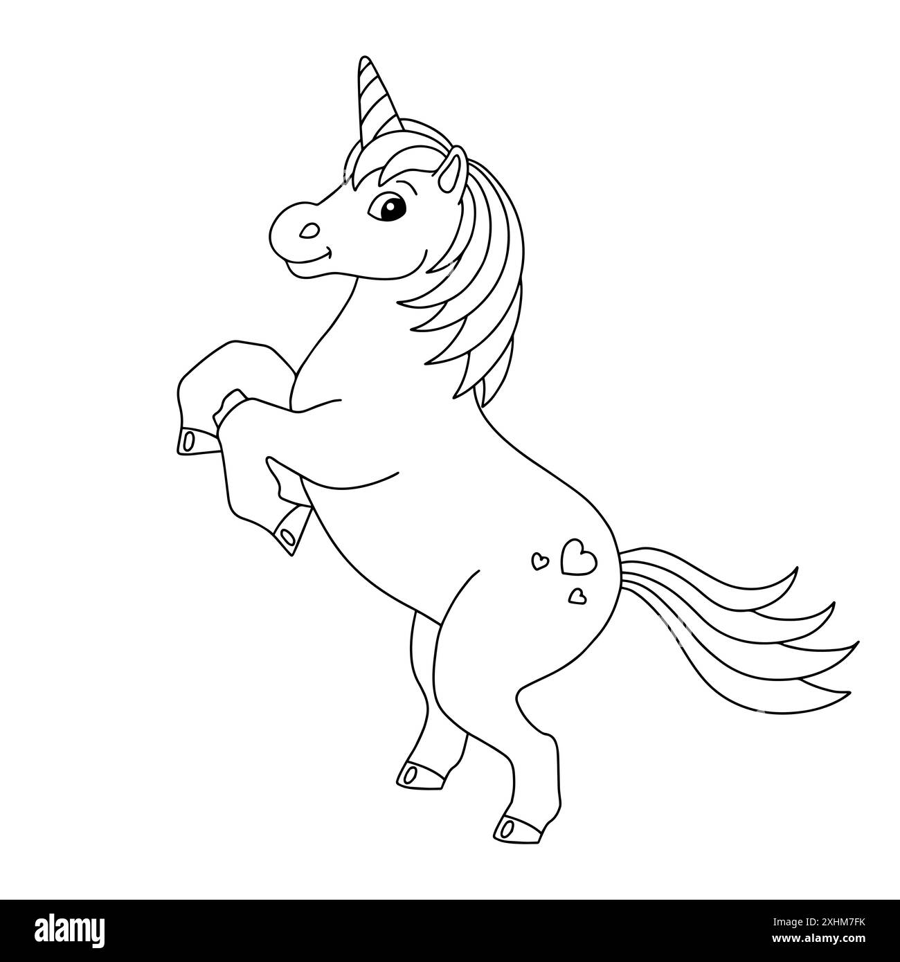 Magic fairy unicorn. Cute horse. Coloring book page for kids. Cartoon ...