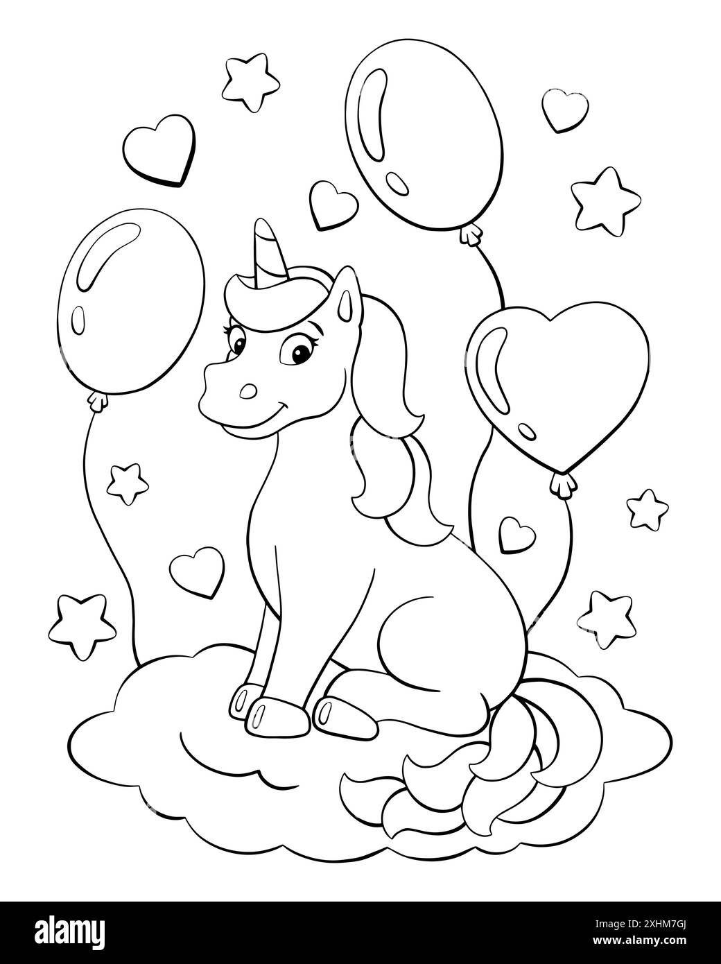 Gift color greeting card. Coloring book page for kids. Flat style ...