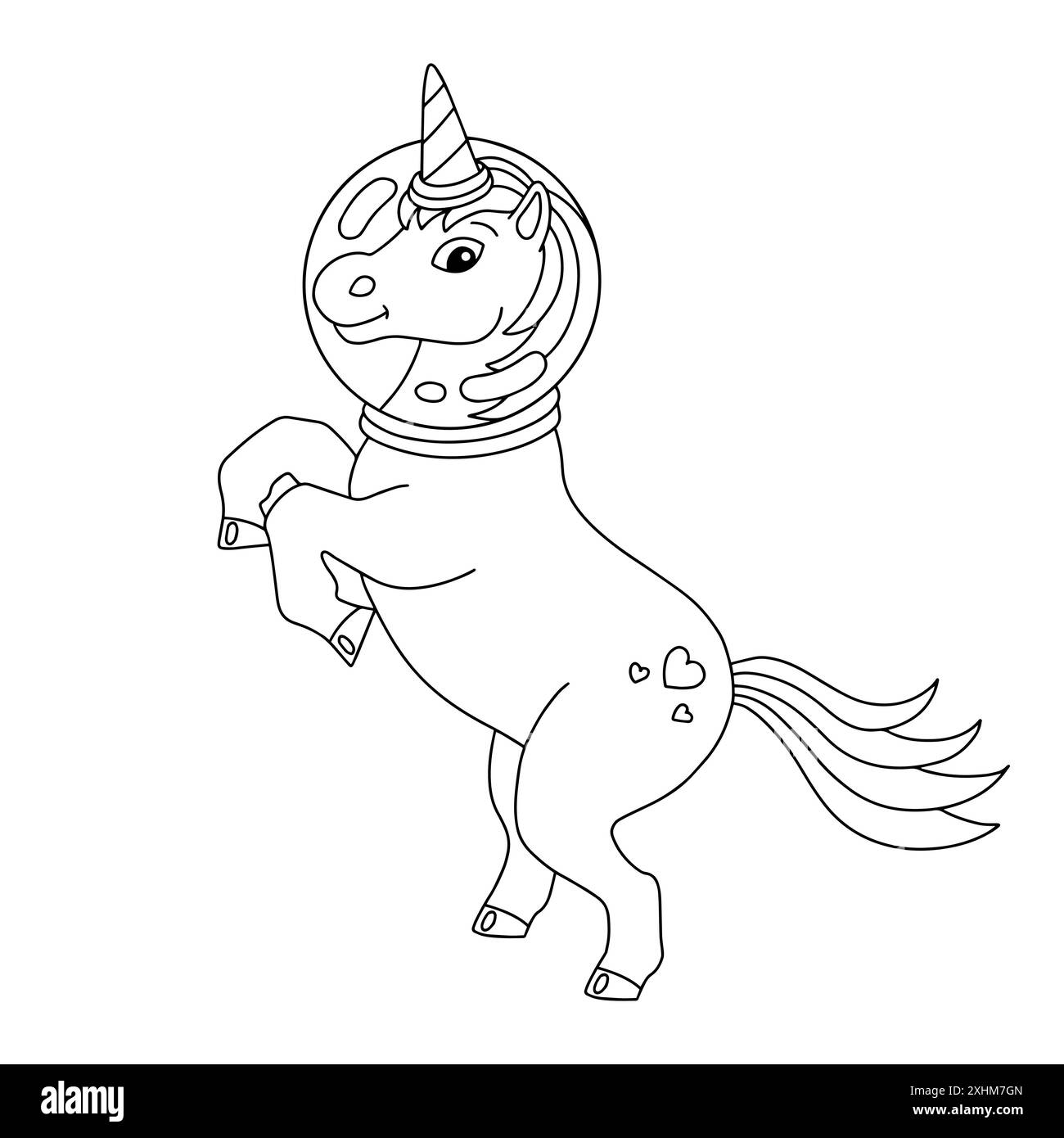 Magic fairy unicorn. Cute horse. Coloring book page for kids. Cartoon ...