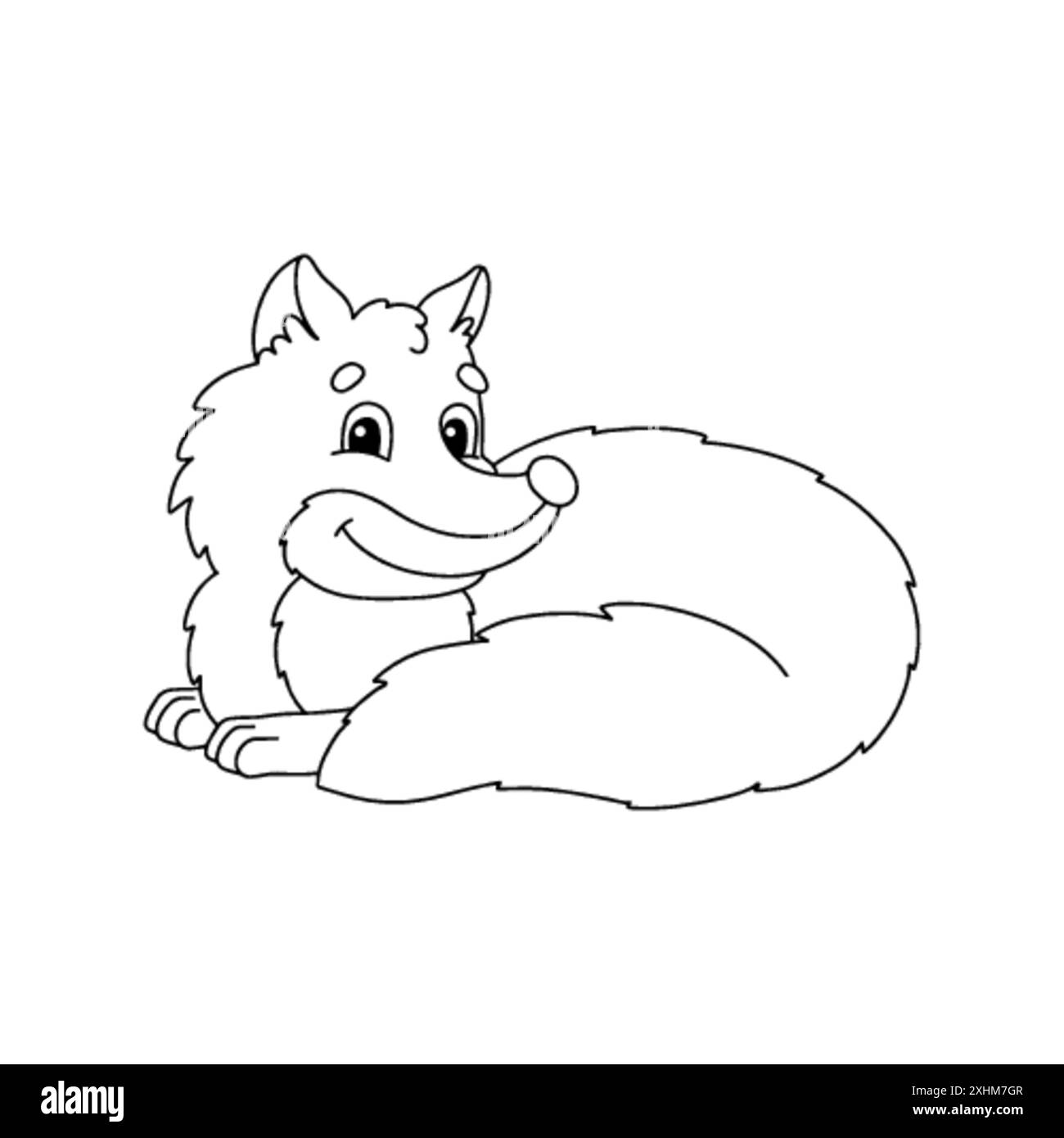 Cute fox. Coloring book page for kids. Cartoon style character. Vector ...