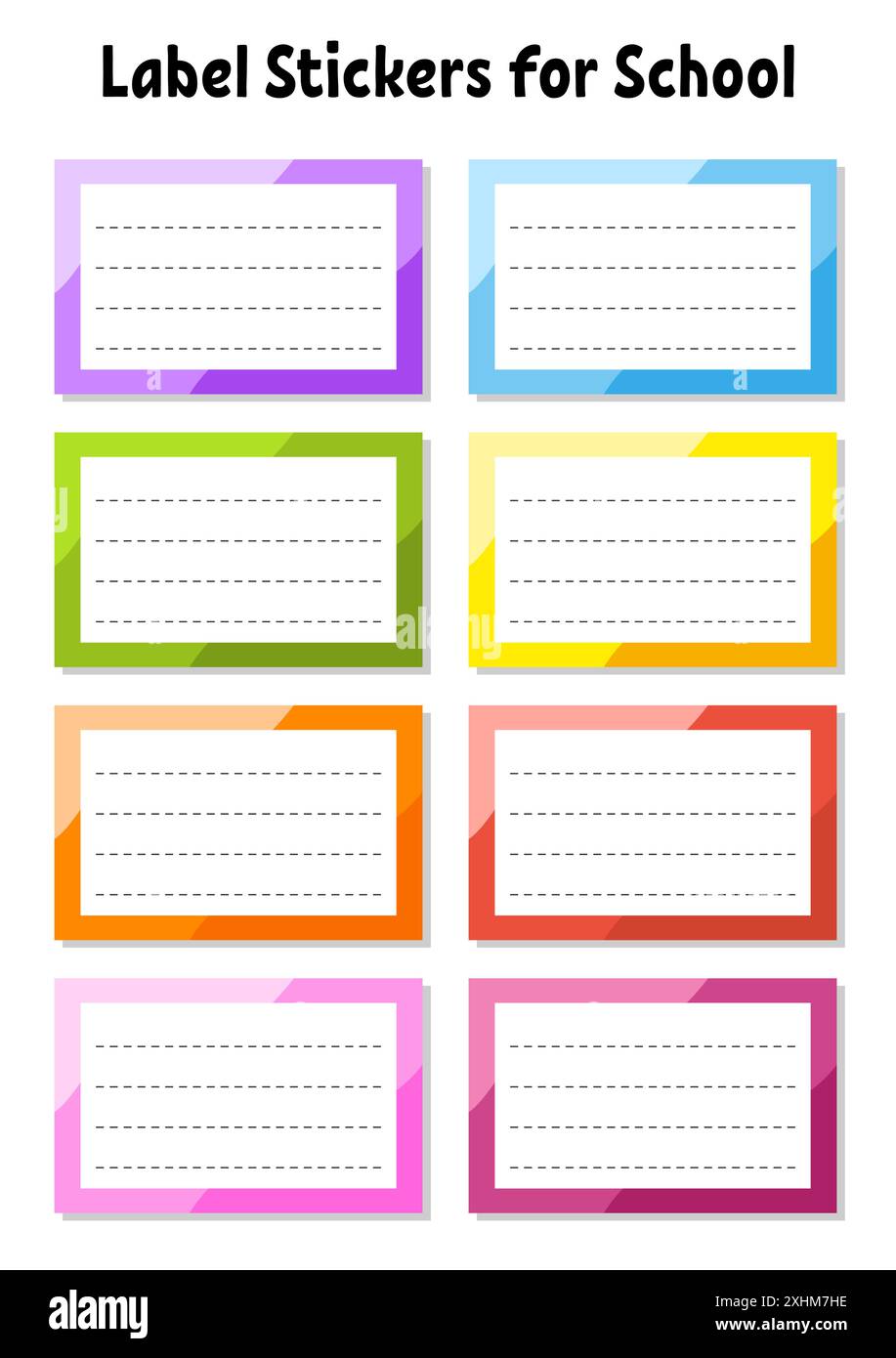 Set stickers for school. Empty template. Name tags, gift labels ...