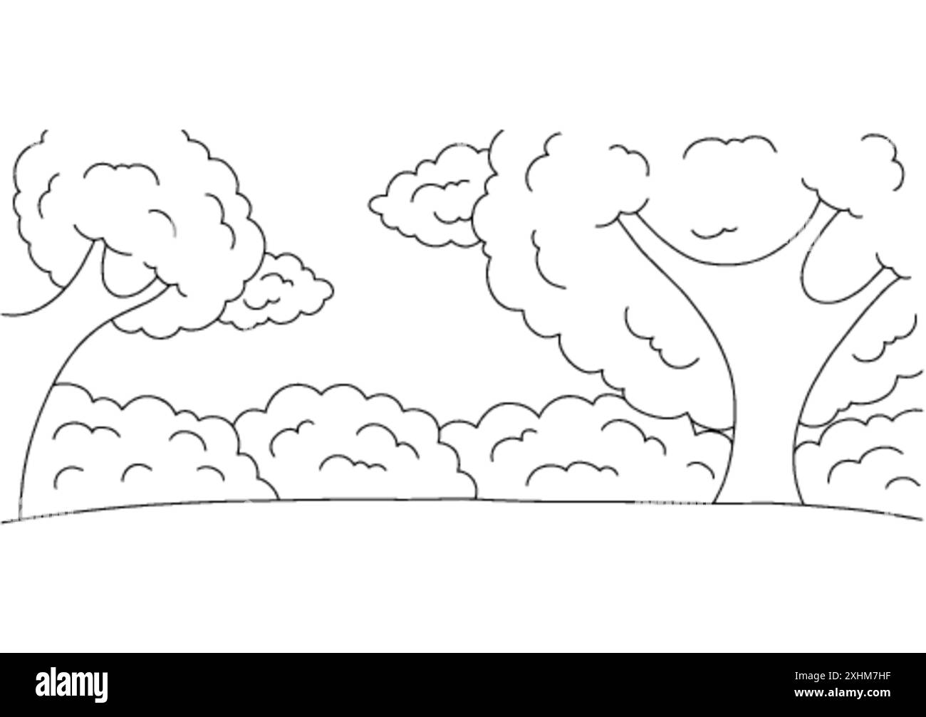 Wonderful natural landscape. Coloring book page for kids. Cartoon style ...
