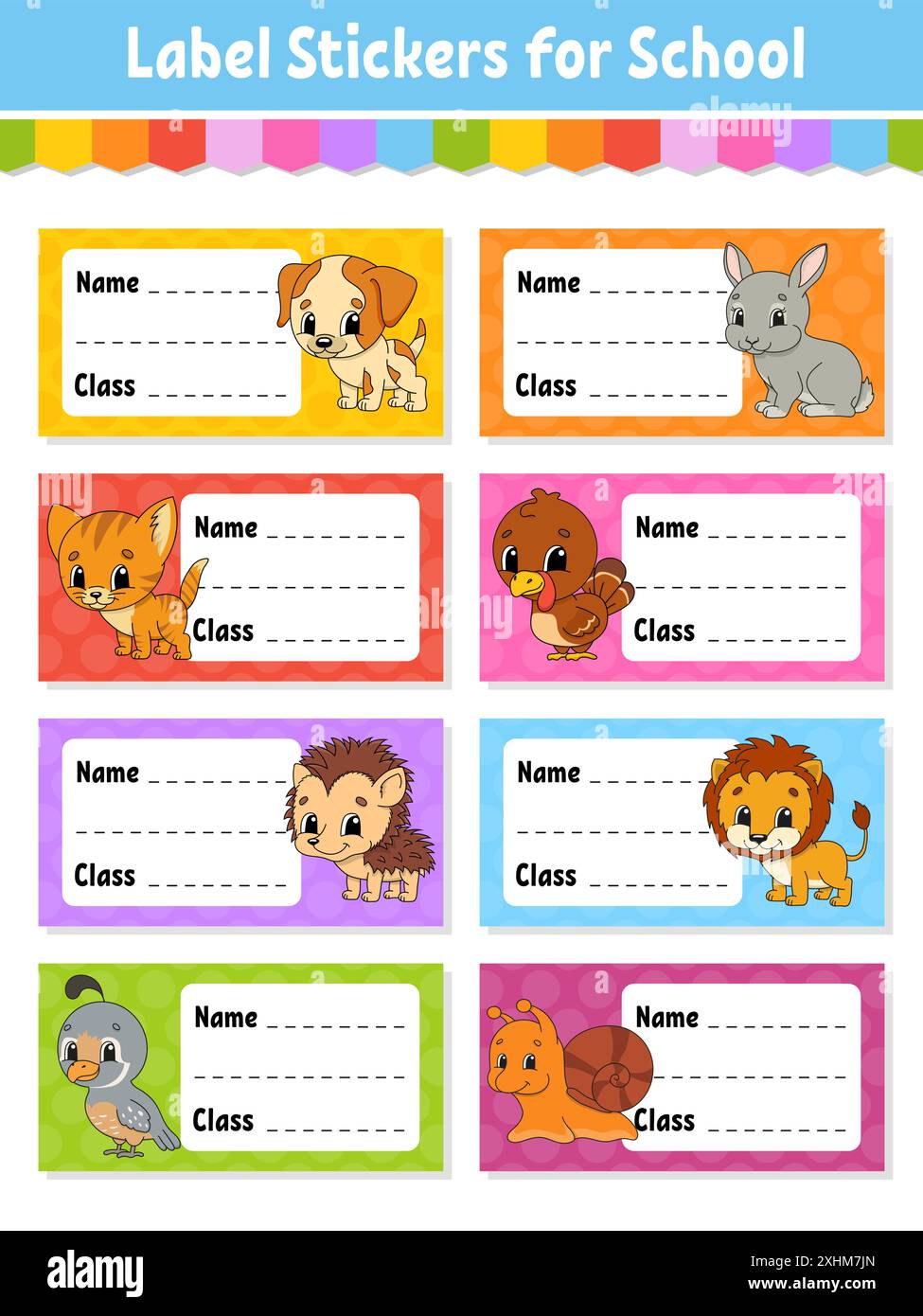 Bright stickers. Rectangular label. Cute characters. Color vector ...
