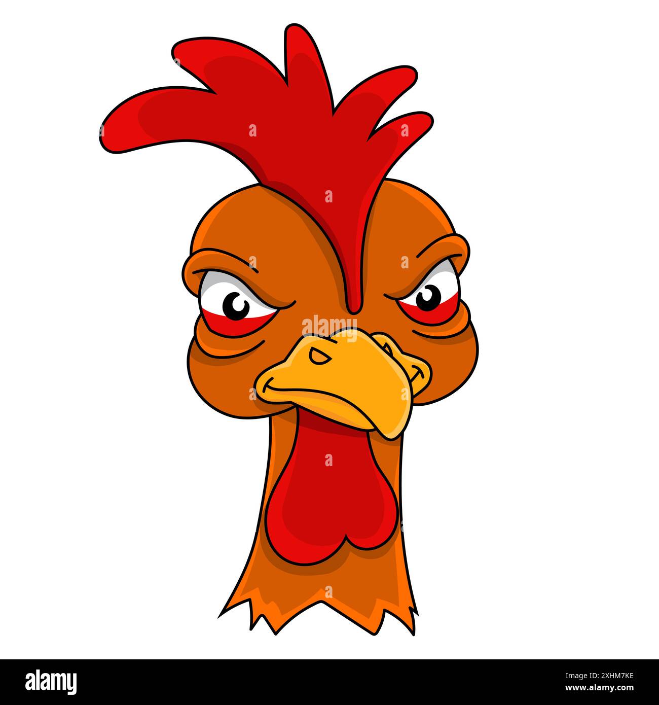 Angry rooster. Displeased poultry. Team mascot. Cartoon style. Colored ...
