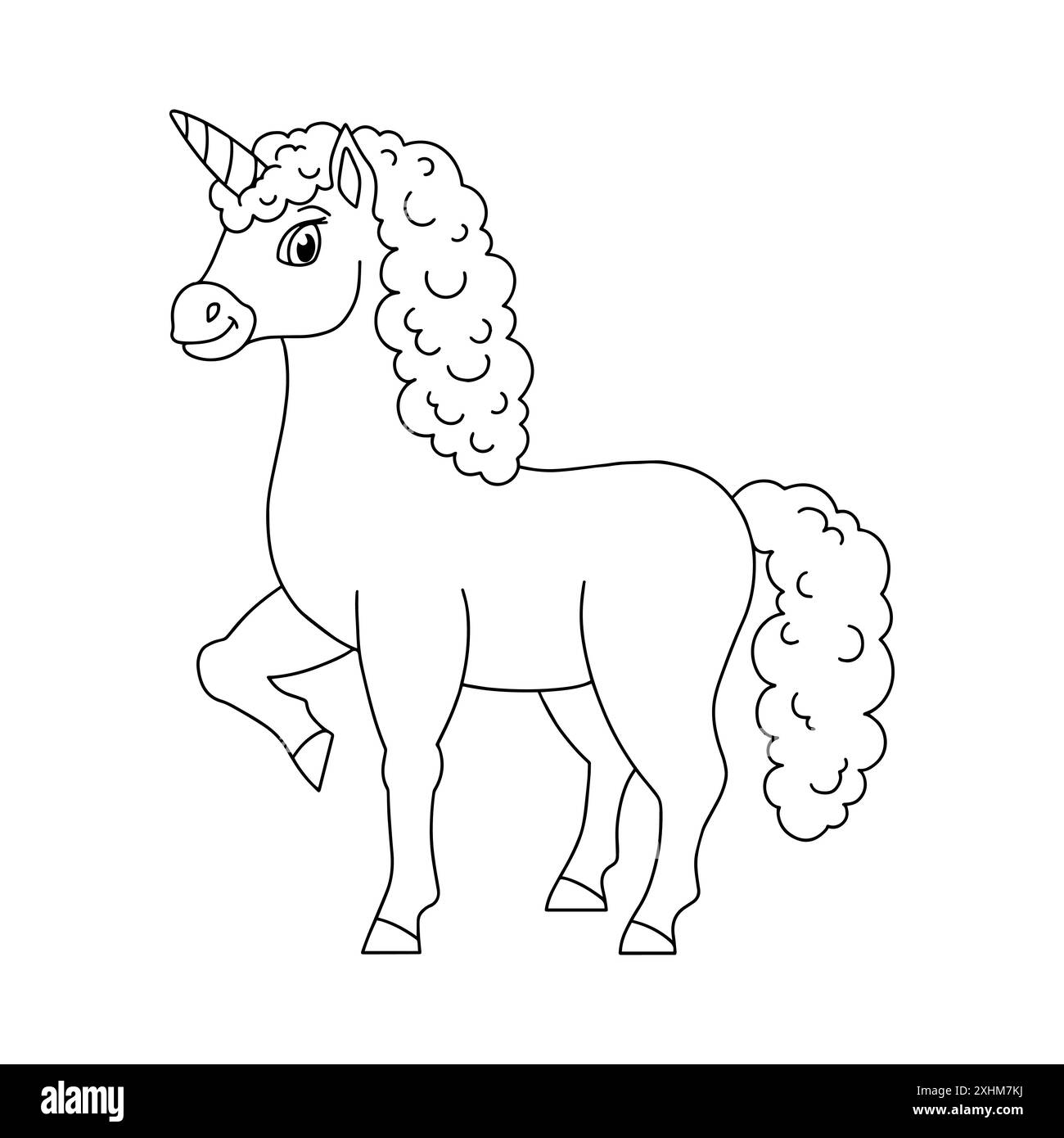 Magic fairy unicorn. Cute horse. Coloring book page for kids. Cartoon ...