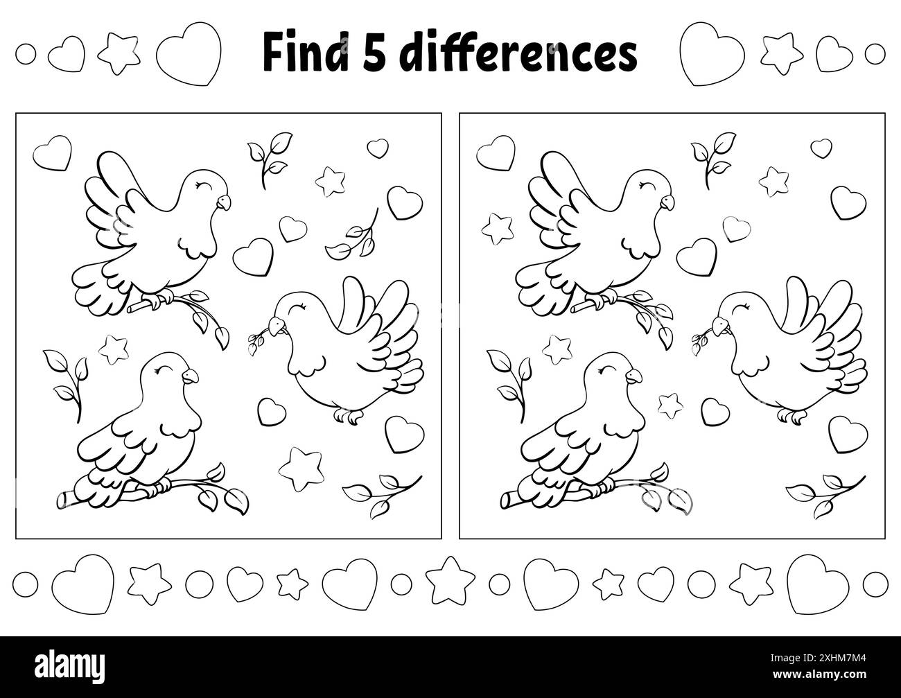 Find five differences. Coloring page for kids. Activity worksheet for children. Vector ...