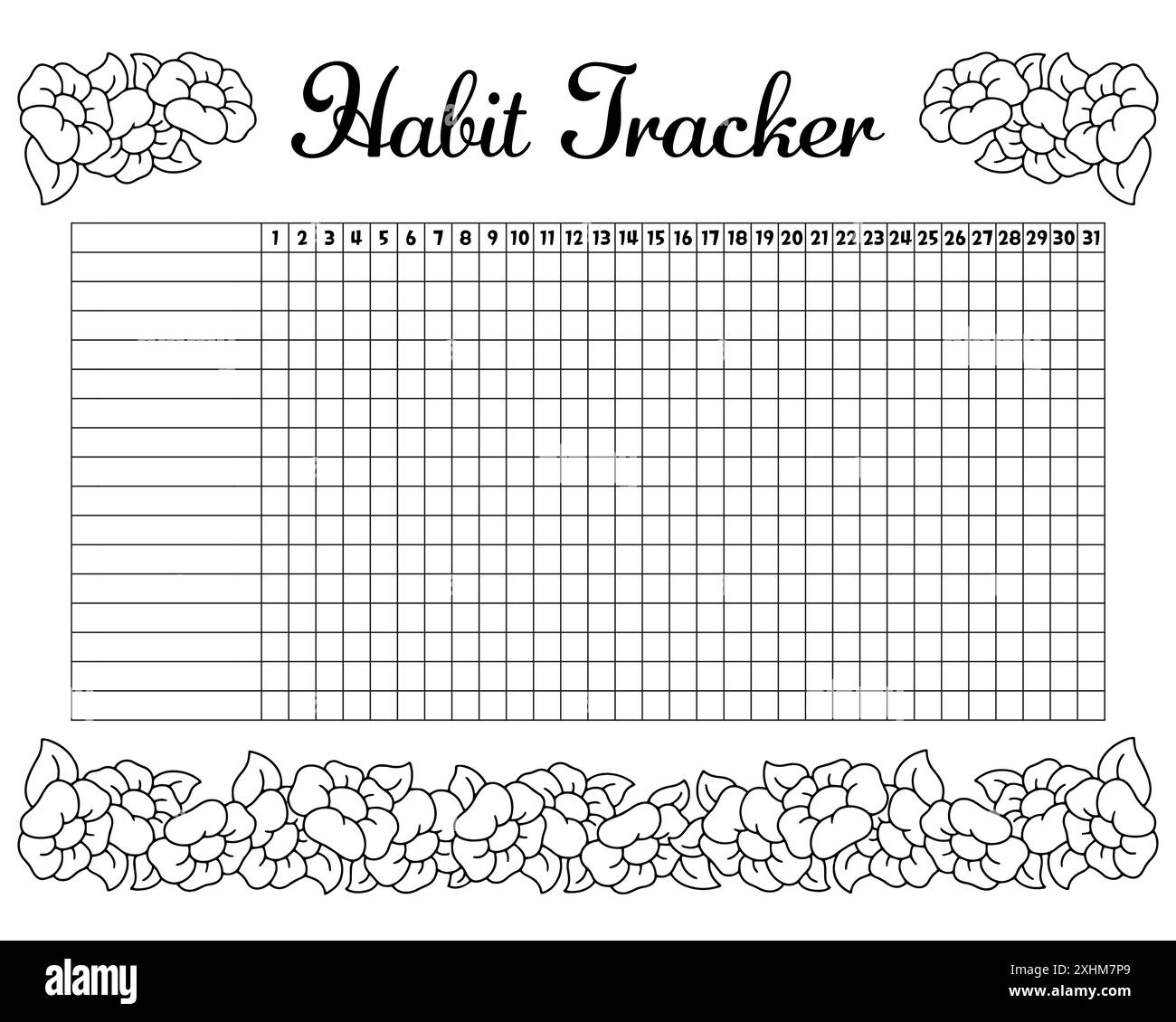 Habit tracker to improve your life. Sheet template for printing. Vector ...