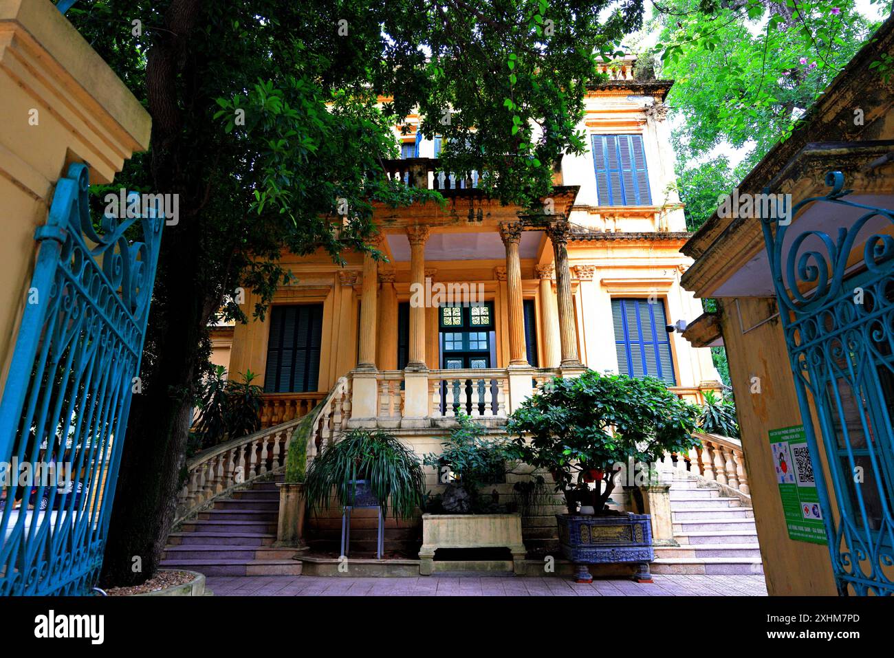 Historical yellow buildings of French Colonial style at Ha Noi Vietnam ...
