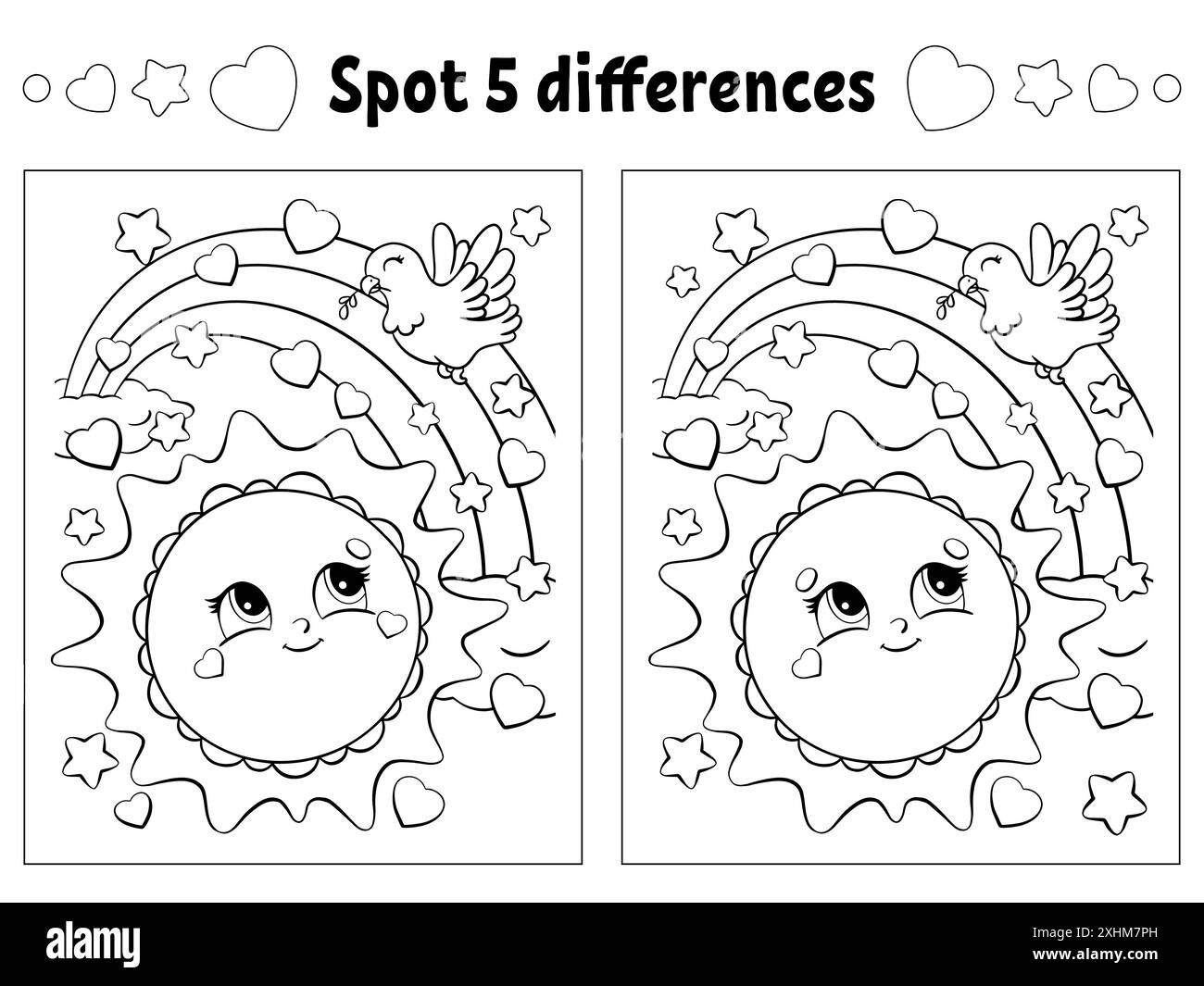 Find five differences. Coloring page for kids. Activity worksheet for ...