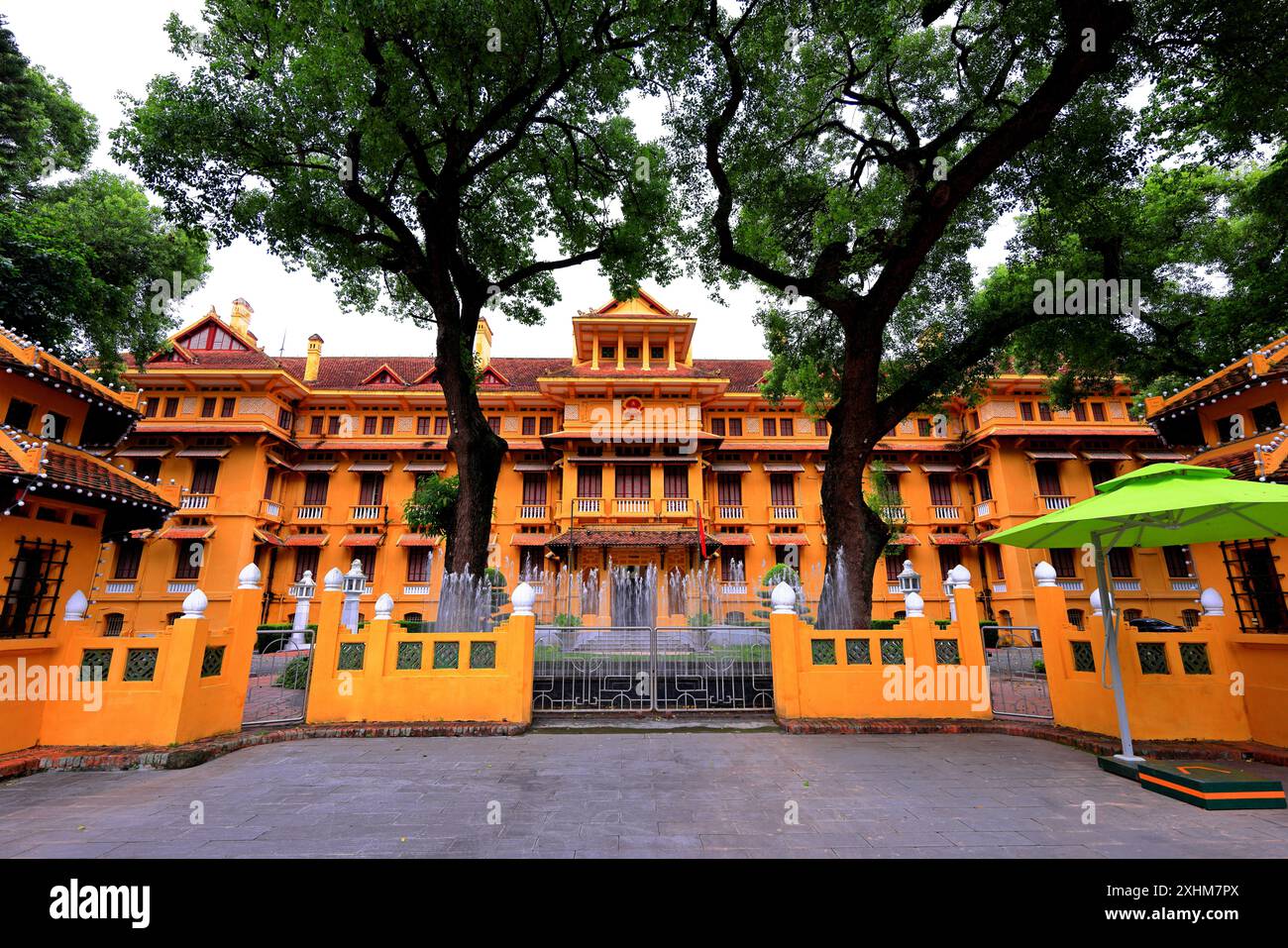 Historical yellow buildings of French Colonial style at Ha Noi Vietnam ...