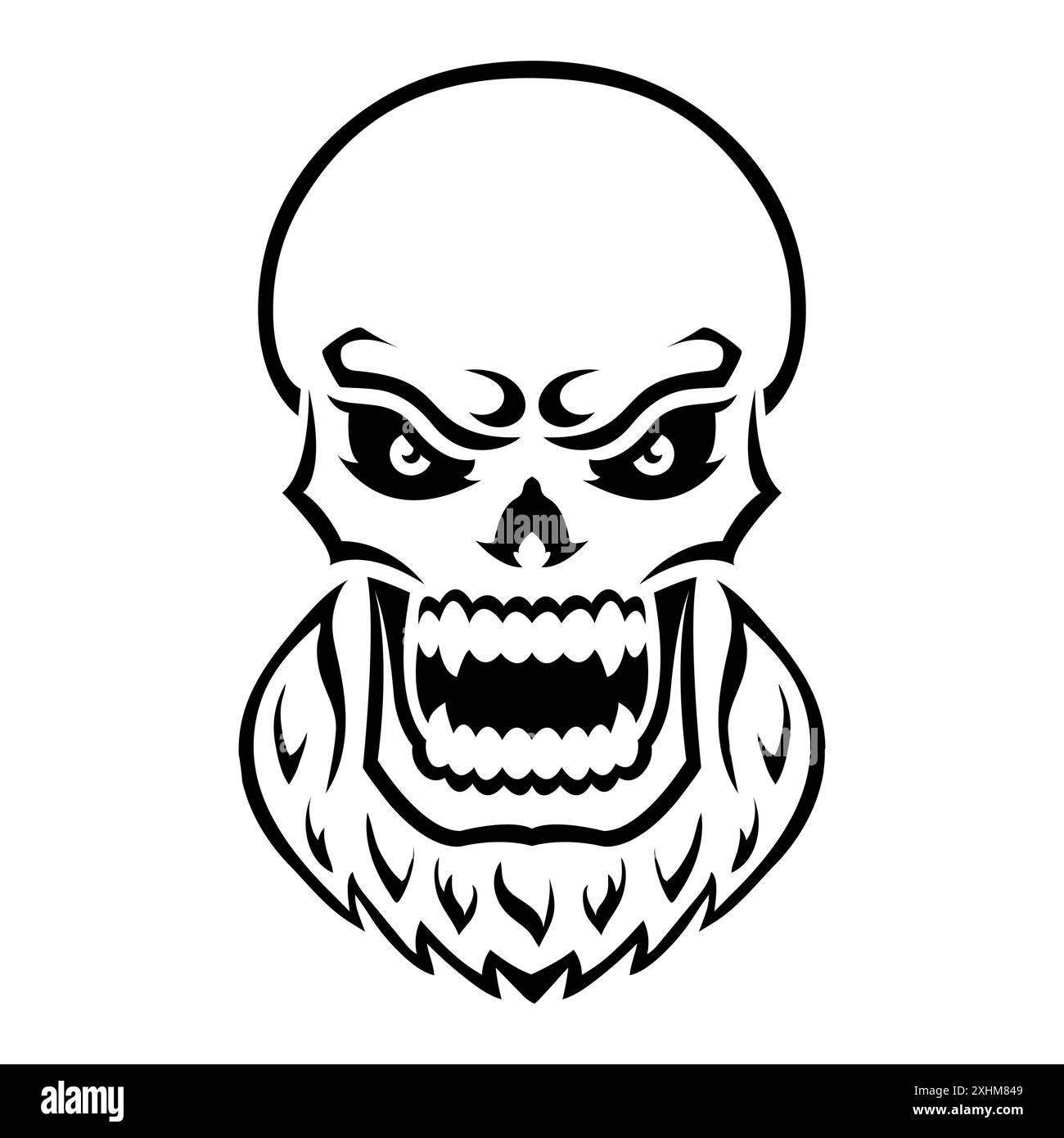 Angry skull. Outline silhouette. Design element. Vector illustration ...