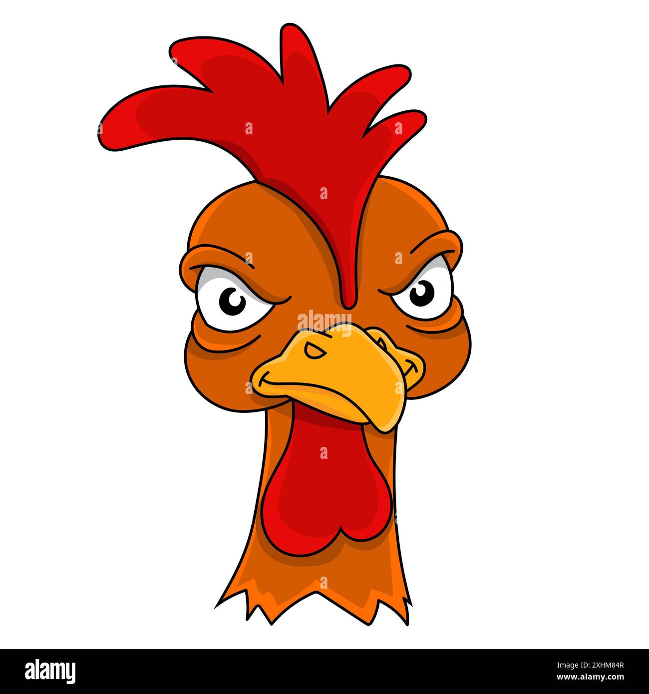 Angry rooster. Displeased poultry. Team mascot. Cartoon style. Colored ...