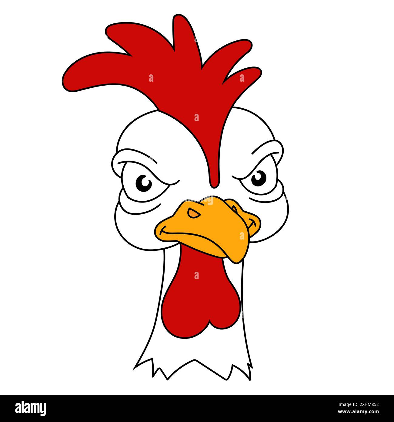Angry rooster. Displeased poultry. Team mascot. Cartoon style. Colored ...