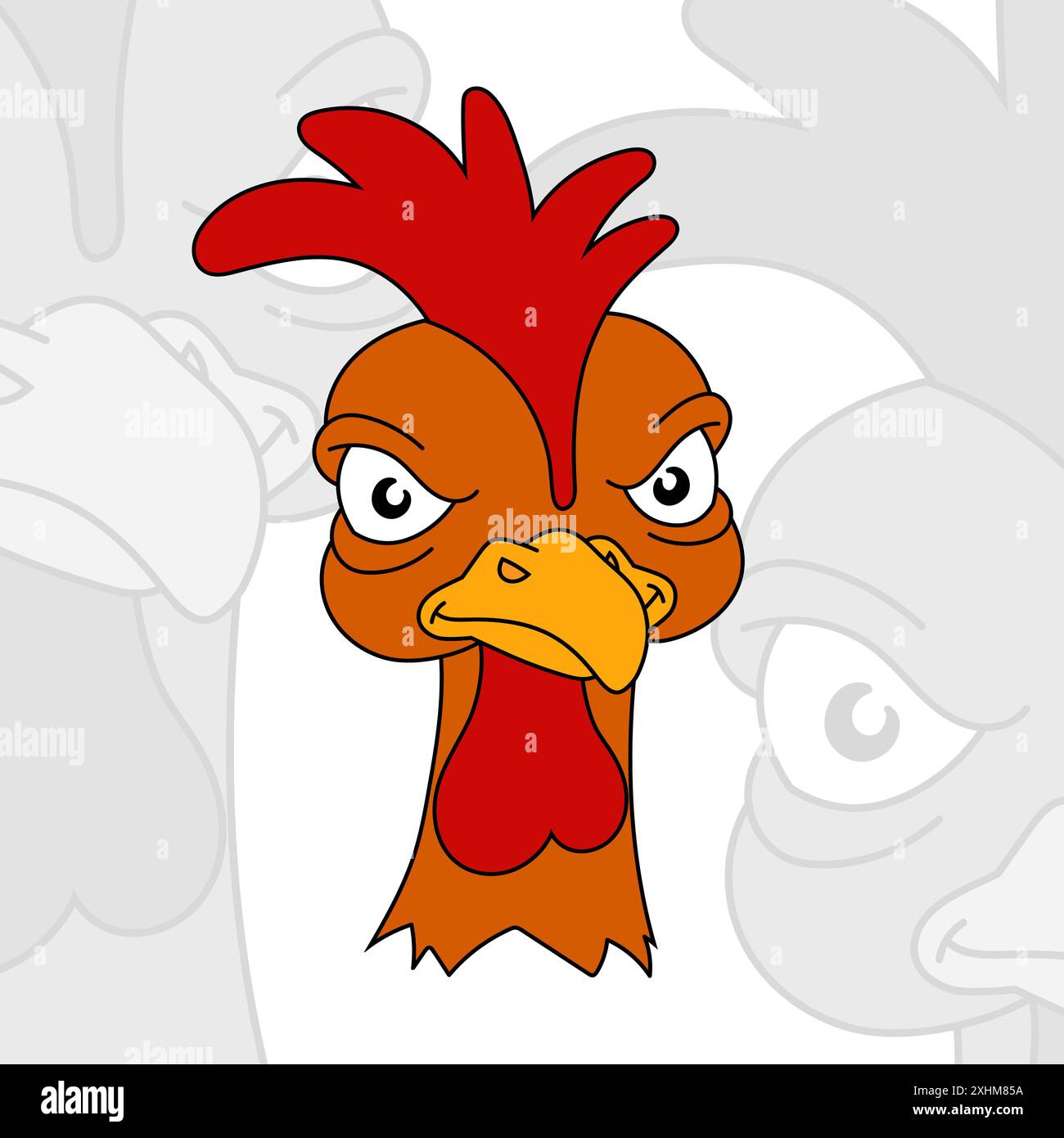 Angry rooster. Displeased poultry. Team mascot. Cartoon style. Colored ...