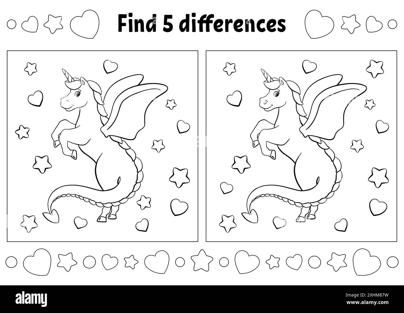 Find five differences. Coloring page for kids. Activity worksheet for ...