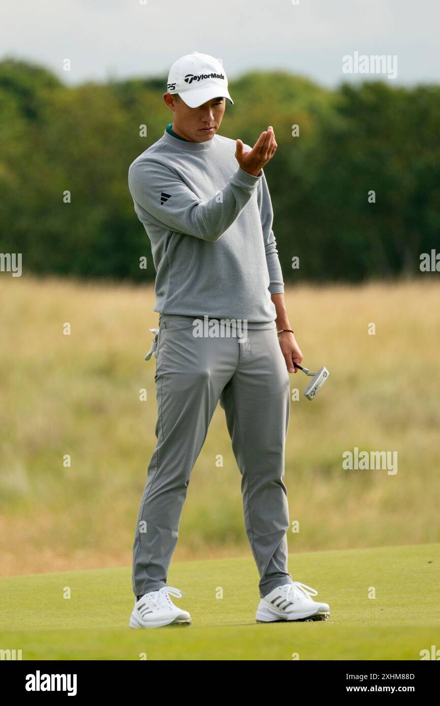 North Berwick, Scotland, UK. 13th July 2024. Scottish gofer Robert MacIntyre wins the Genesis ...