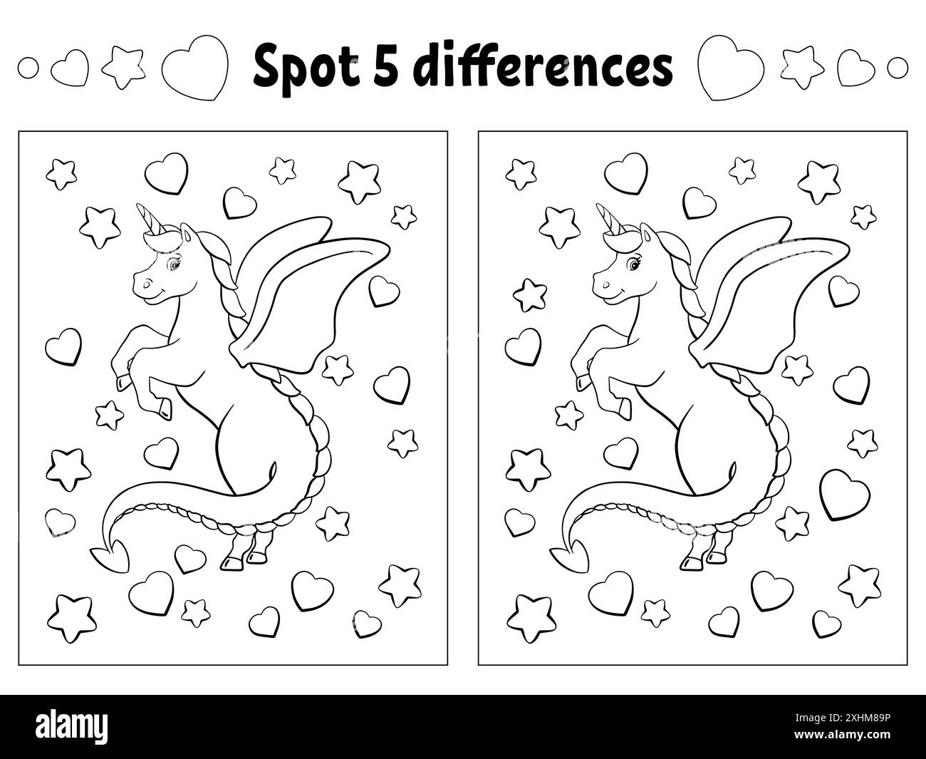 Find five differences. Coloring page for kids. Activity worksheet for ...