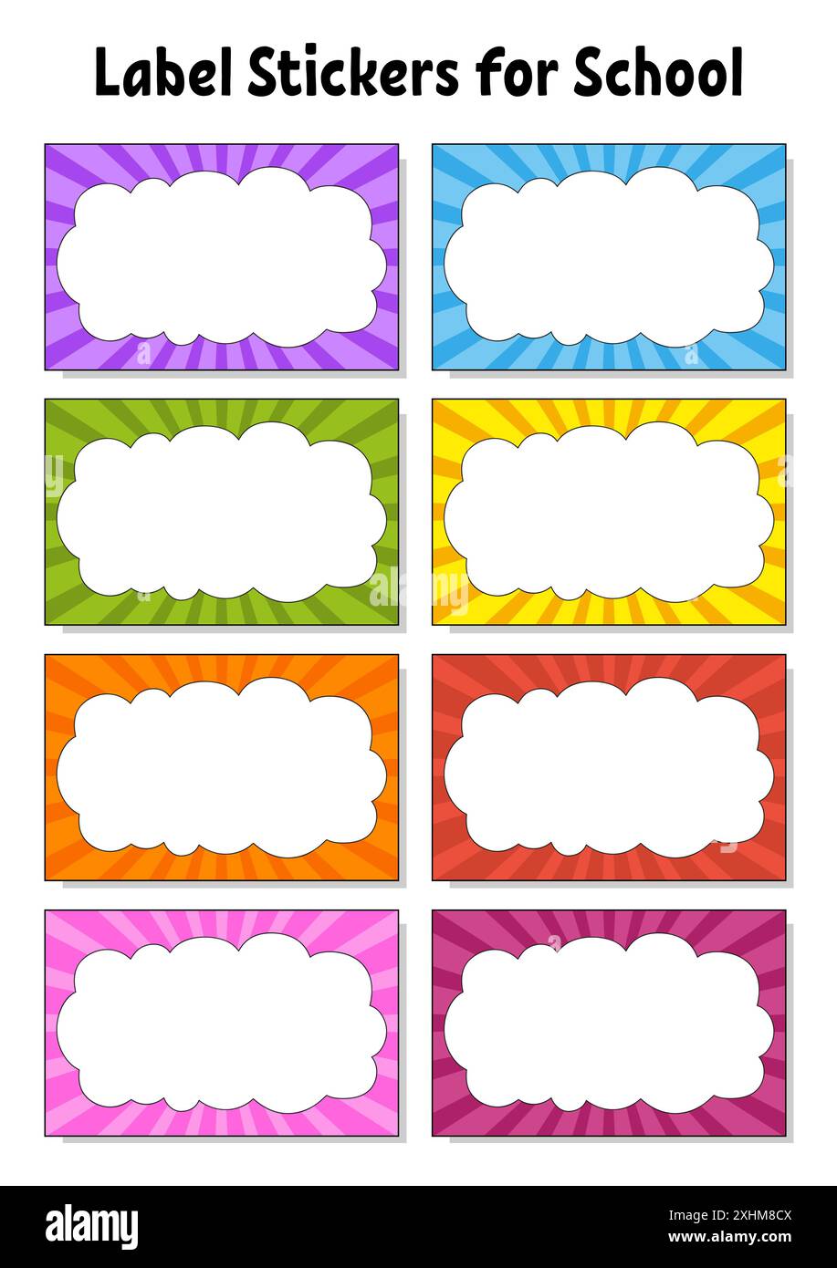 Set stickers for school. Empty template. Name tags, gift labels ...
