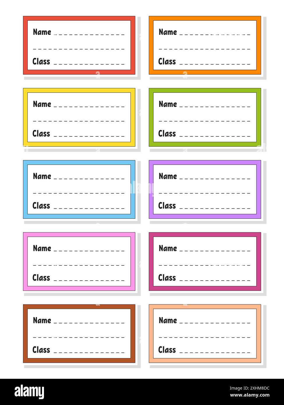Back to school labels. Set stickers for notebook. Name and class ...