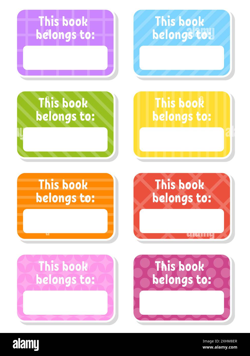 School labels for books and notebooks. Bright stickers. Rectangular ...