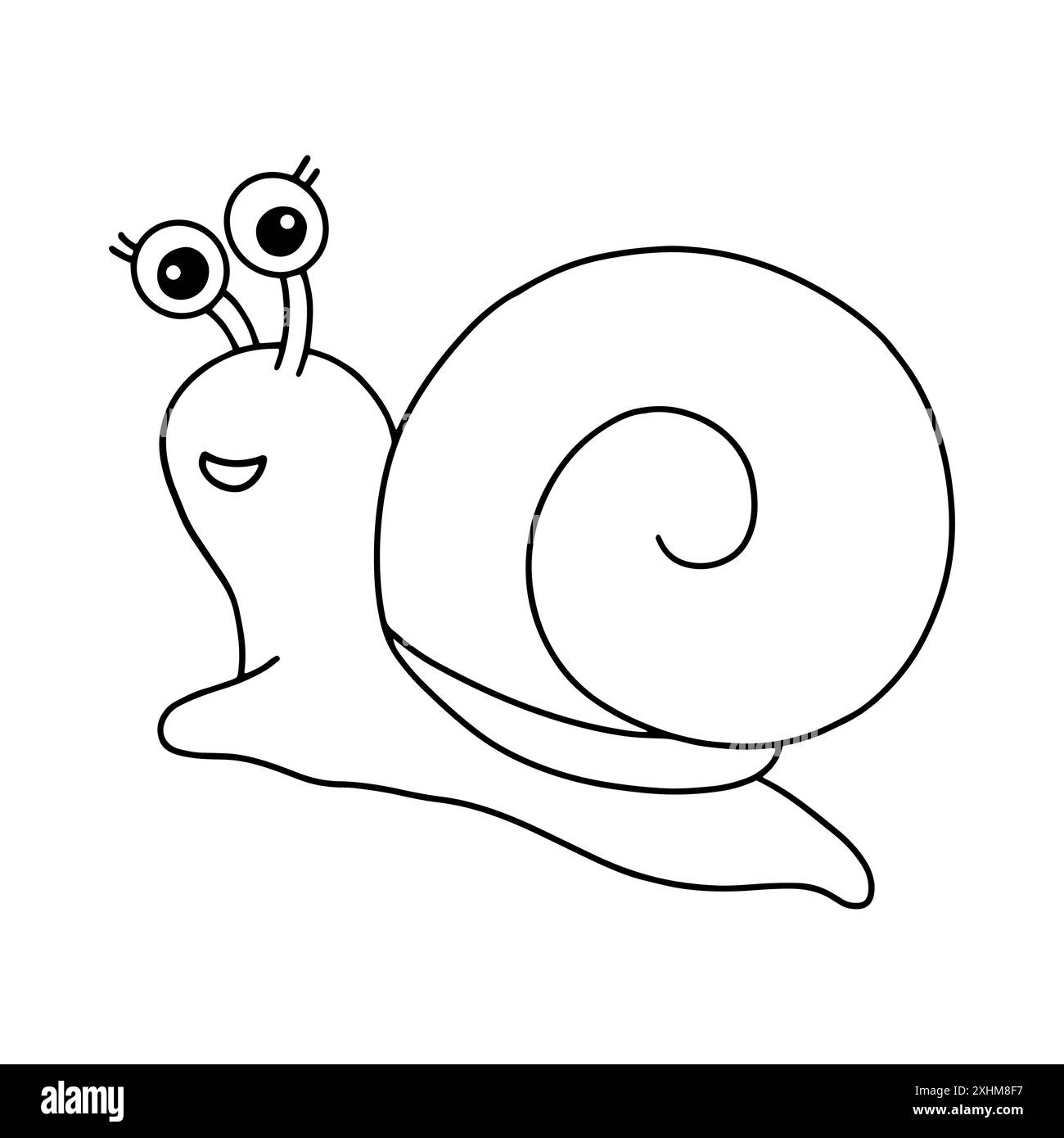 Cute snail. Coloring book page for kids. Cartoon style character ...