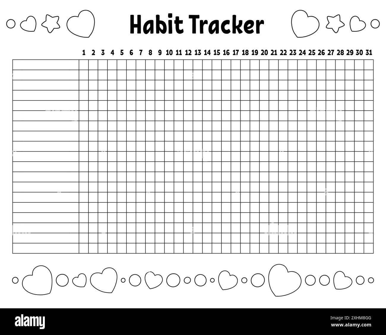 Habit tracker to improve your life. Sheet template for printing. Vector ...