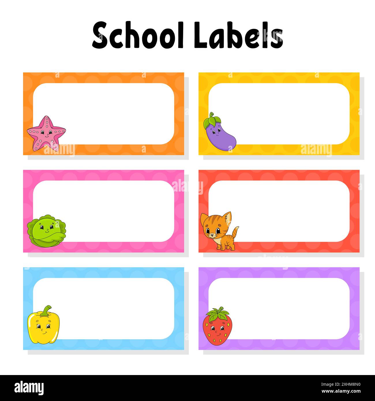Set stickers for school. Empty template. Name tags, gift labels ...