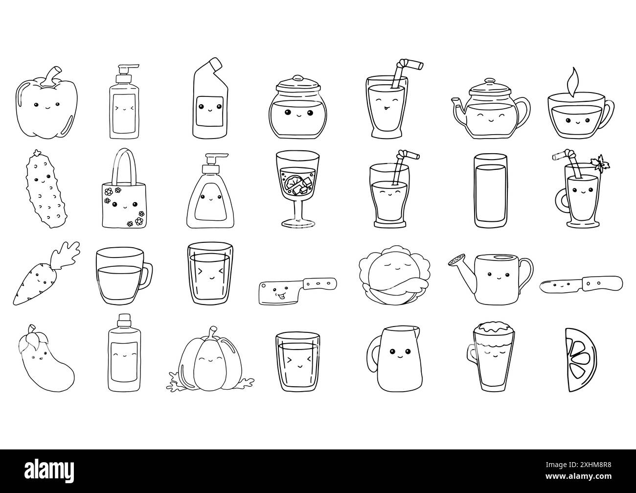 A set of items in doodle style. Hand drawn. Simple shapes. Vector ...