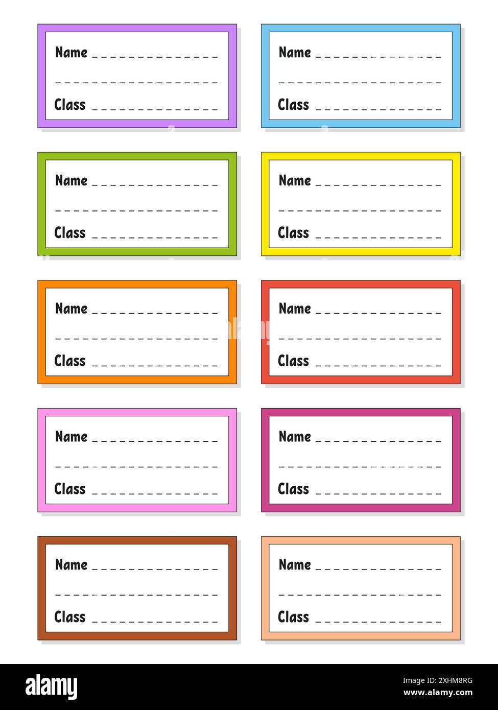Back to school labels. Set stickers for notebook. Name and class ...