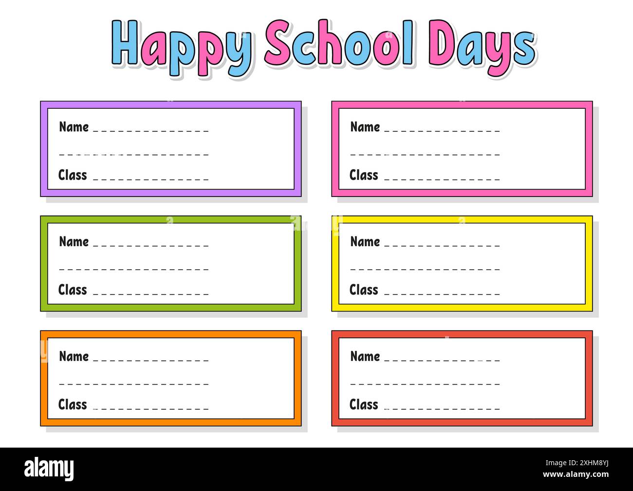 Bright stickers. Rectangular label. Cute characters. Color vector ...